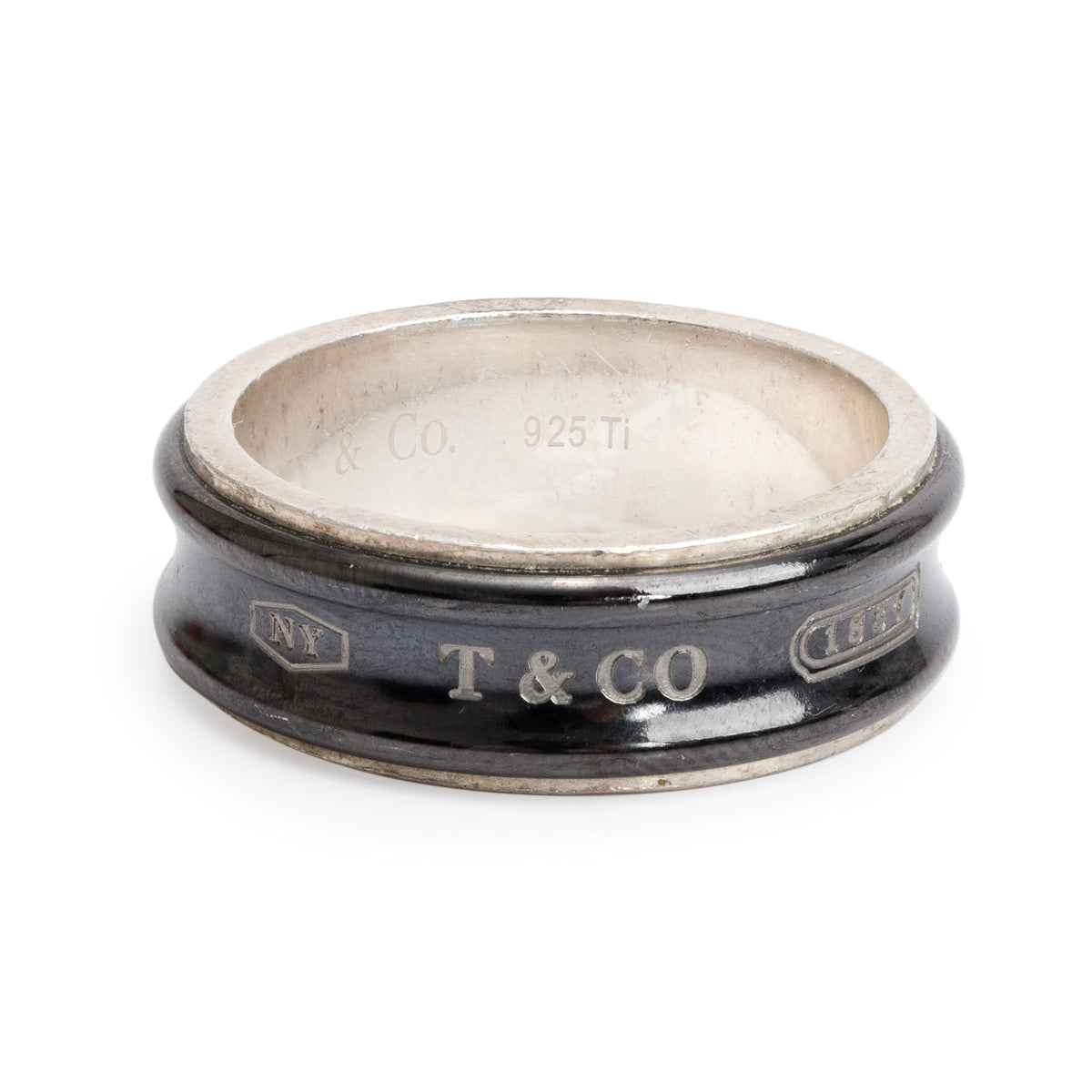 Tiffany & Co. Midnight Titanium & Sterling Silver 1837 Ring, Size 11.5 ...