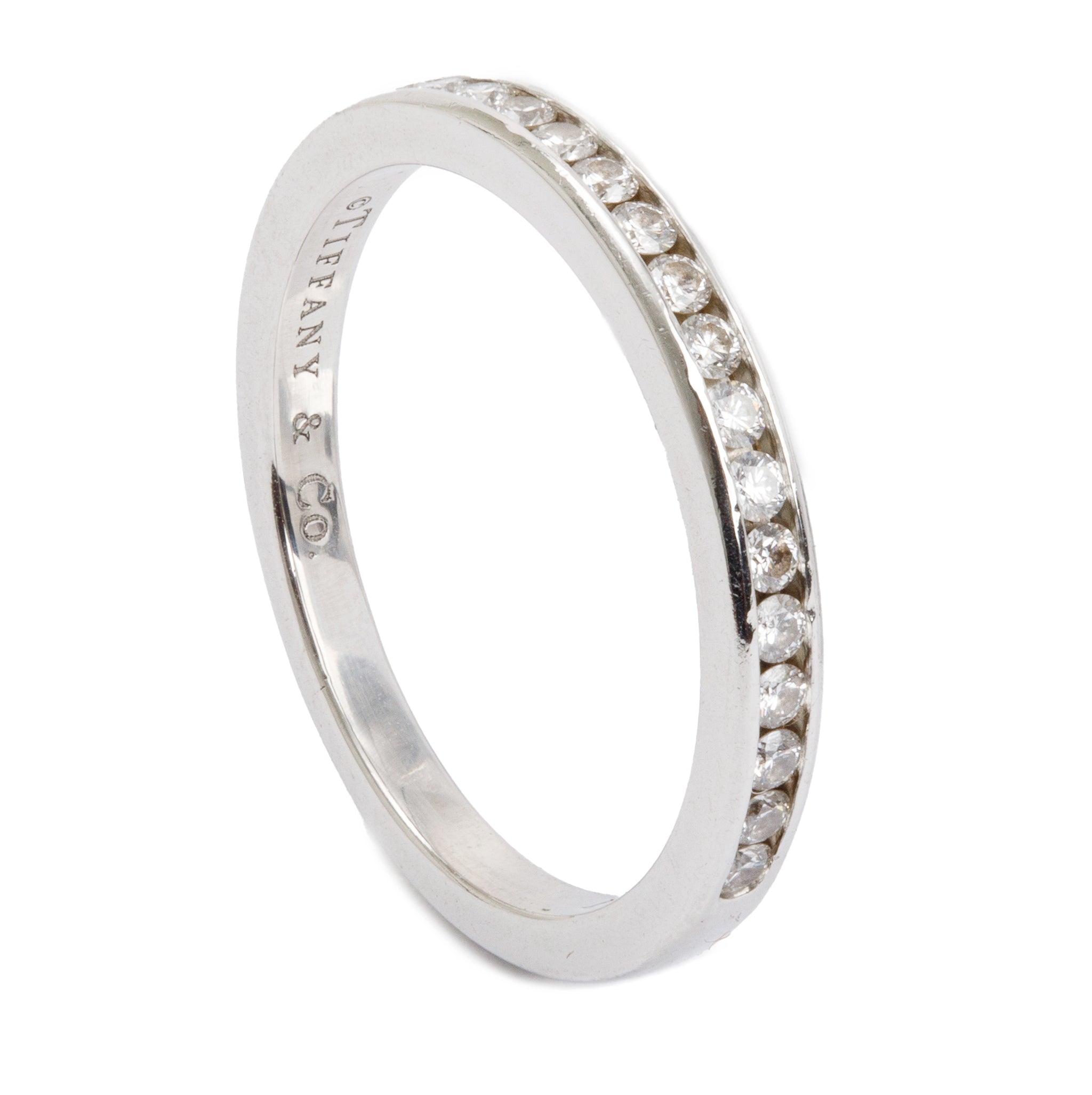 Tiffany & Co. Platinum Half-Circle Diamond 2 MM Wedding Band Ring, Siz ...