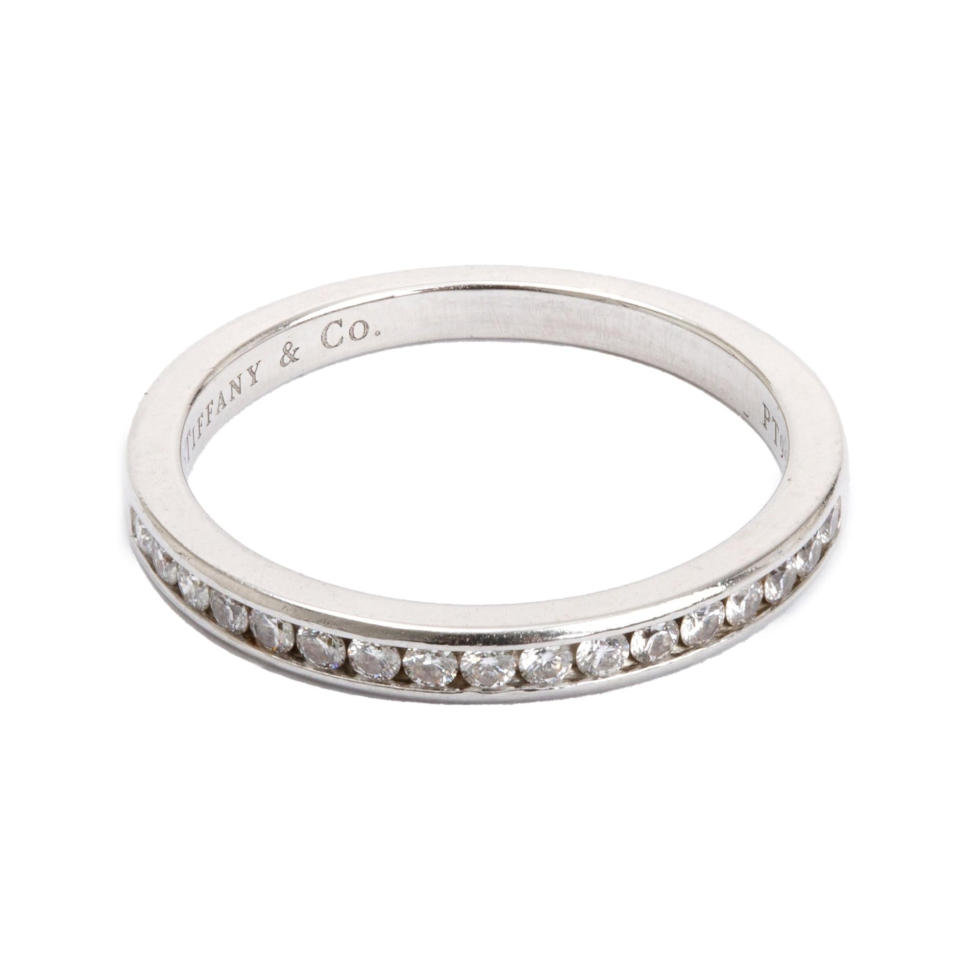 Tiffany & Co. Platinum Half-Circle Diamond 2 MM Wedding Band Ring, Siz ...