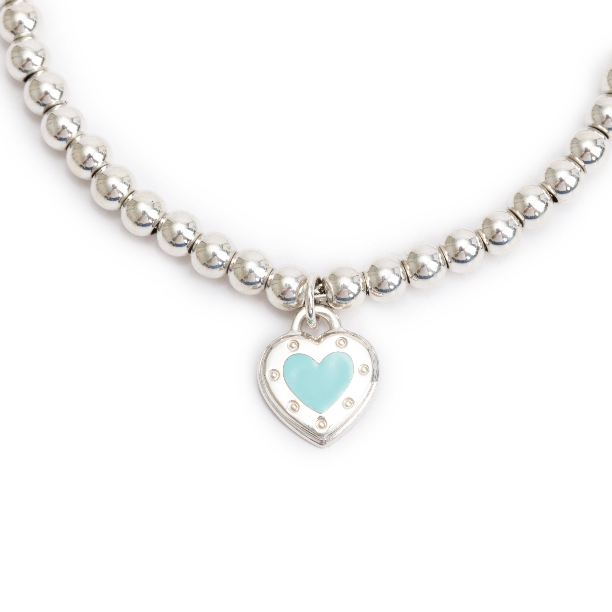 Tiffany & Co. Return to Love Mini Heart Tag Bead Bracelet with Blue En ...