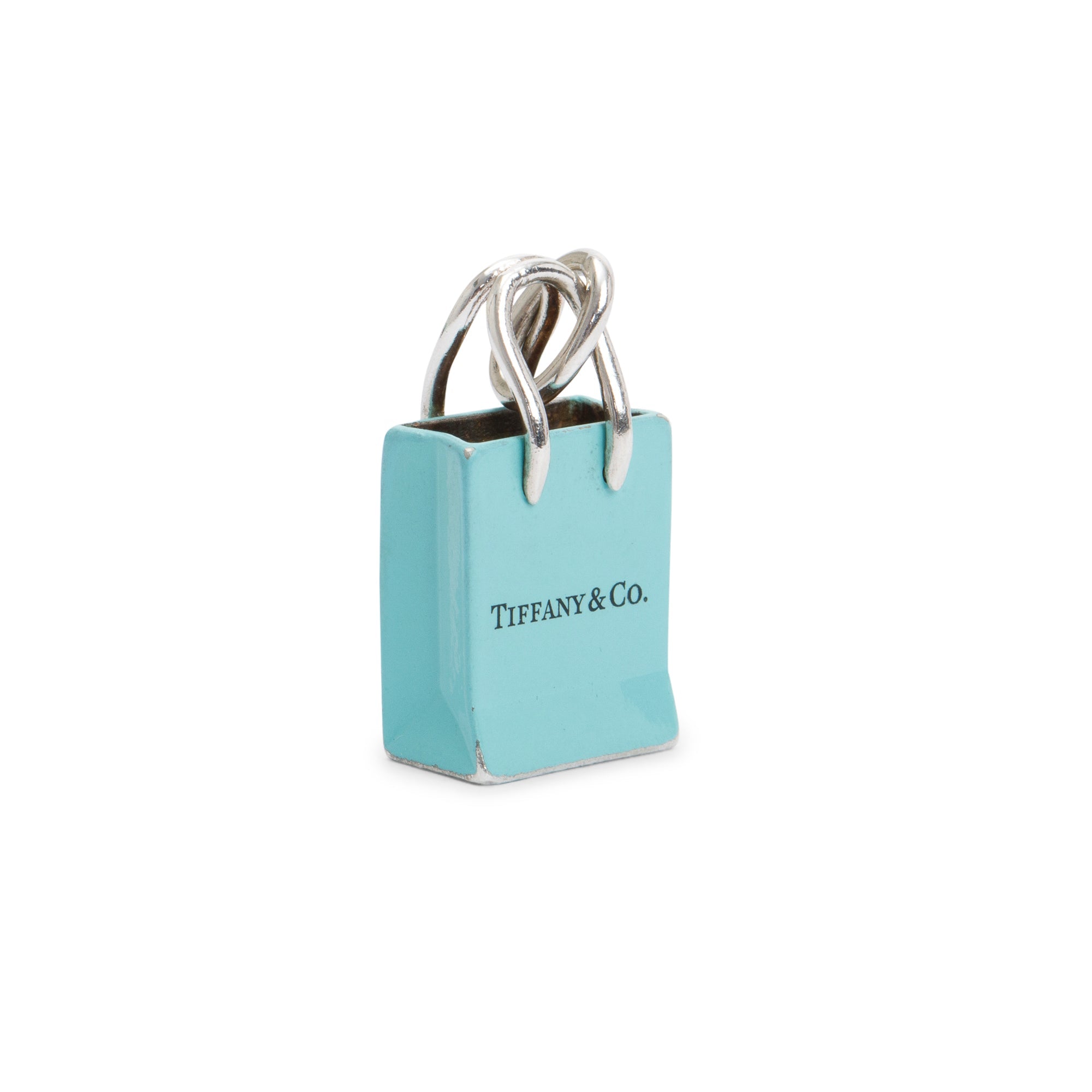 Tiffany & Co. Sterling Silver Blue Enamel Shopping Bag Charm – OLIVER'S