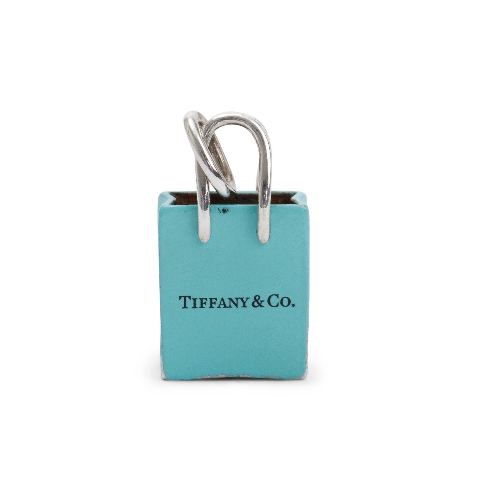 Tiffany & Co. Sterling Silver Blue Enamel Shopping Bag Charm – OLIVER'S