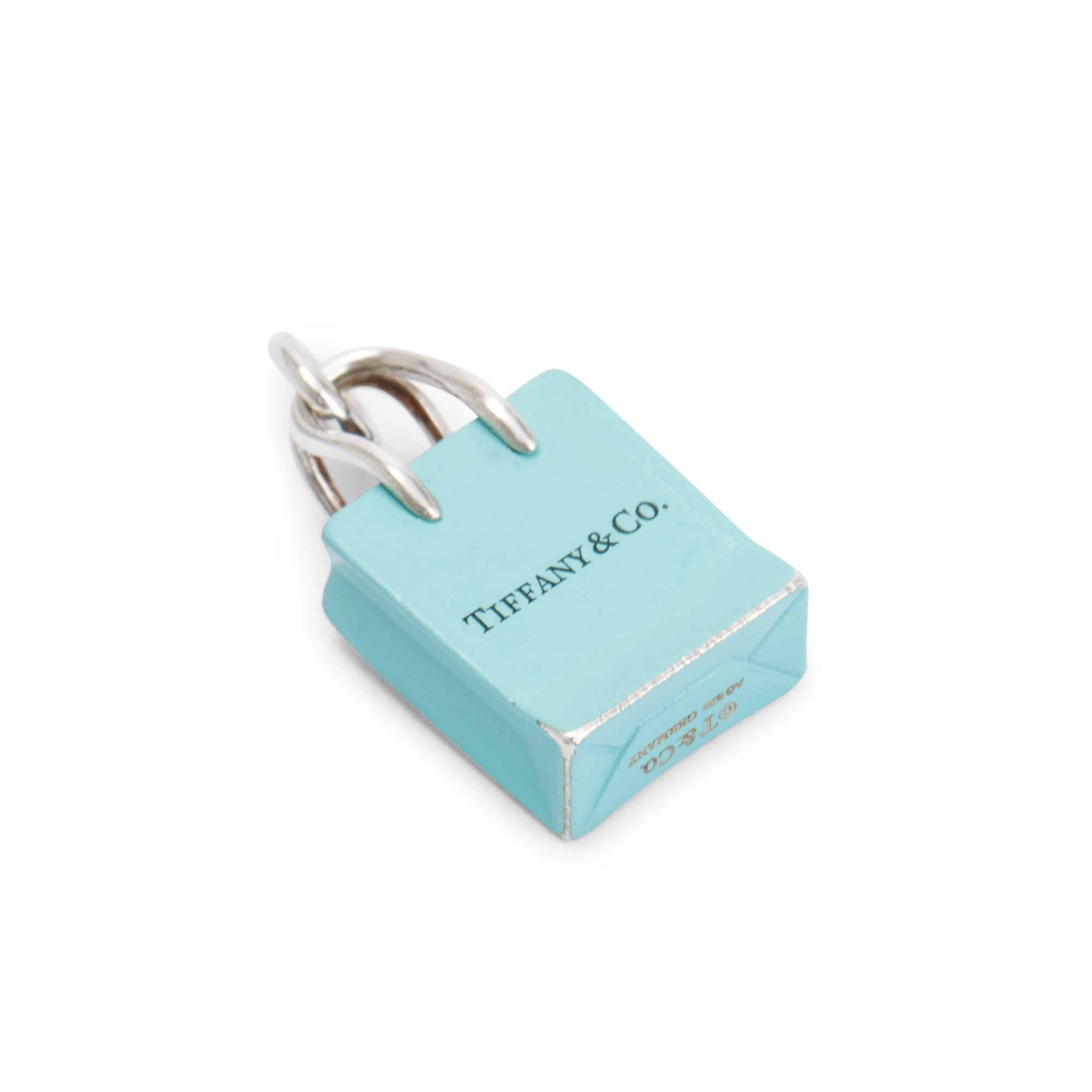 Tiffany & Co. Sterling Silver Blue Enamel Shopping Bag Charm – OLIVER'S