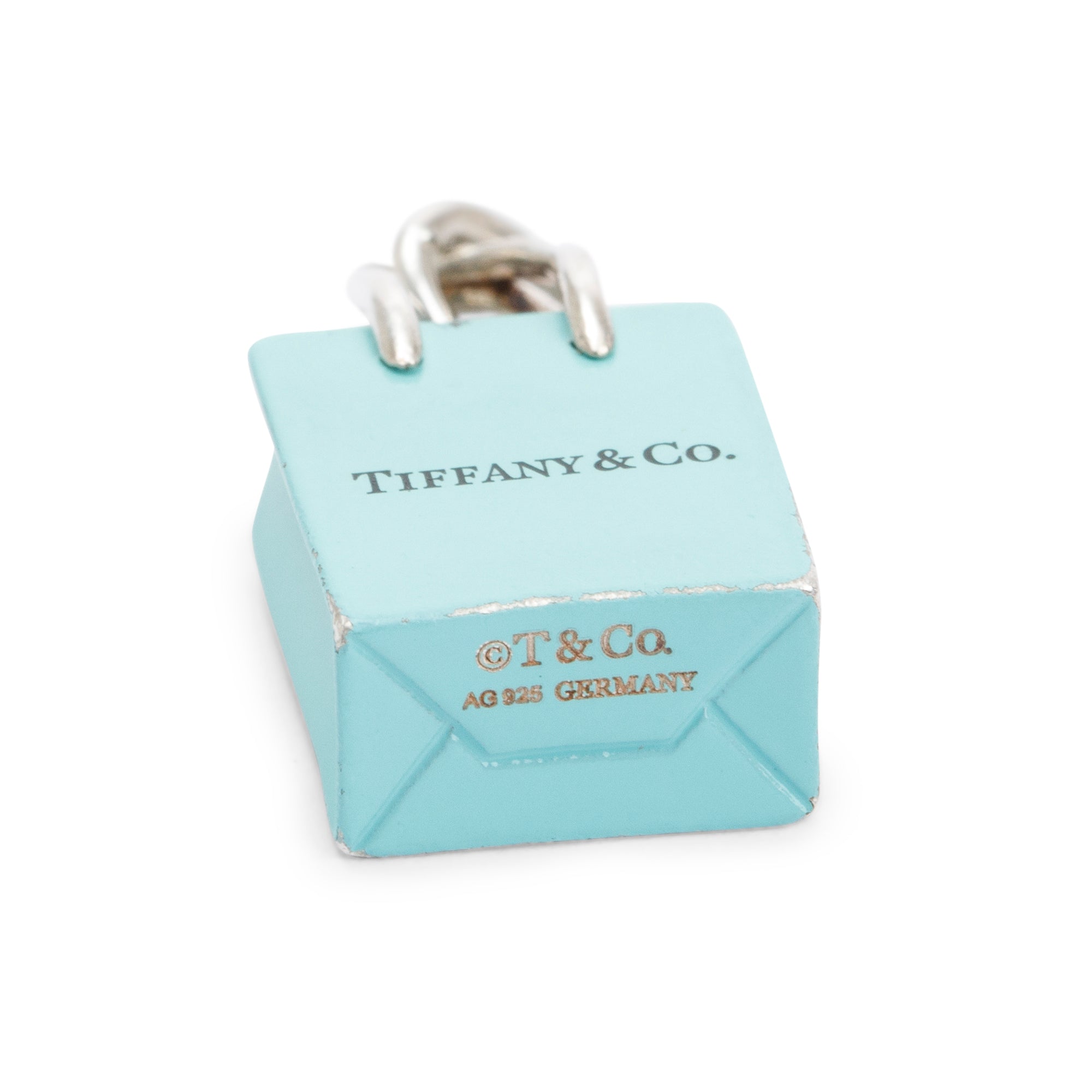 Tiffany & Co. Sterling Silver Blue Enamel Shopping Bag Charm – OLIVER'S