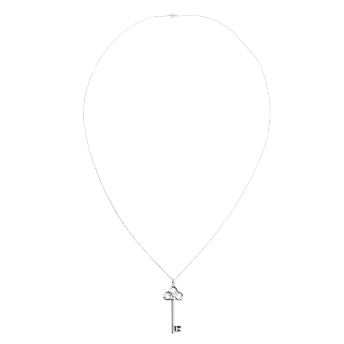 Tiffany & Co. Sterling Silver Large Fleur de Lis Key Pendant Necklace ...