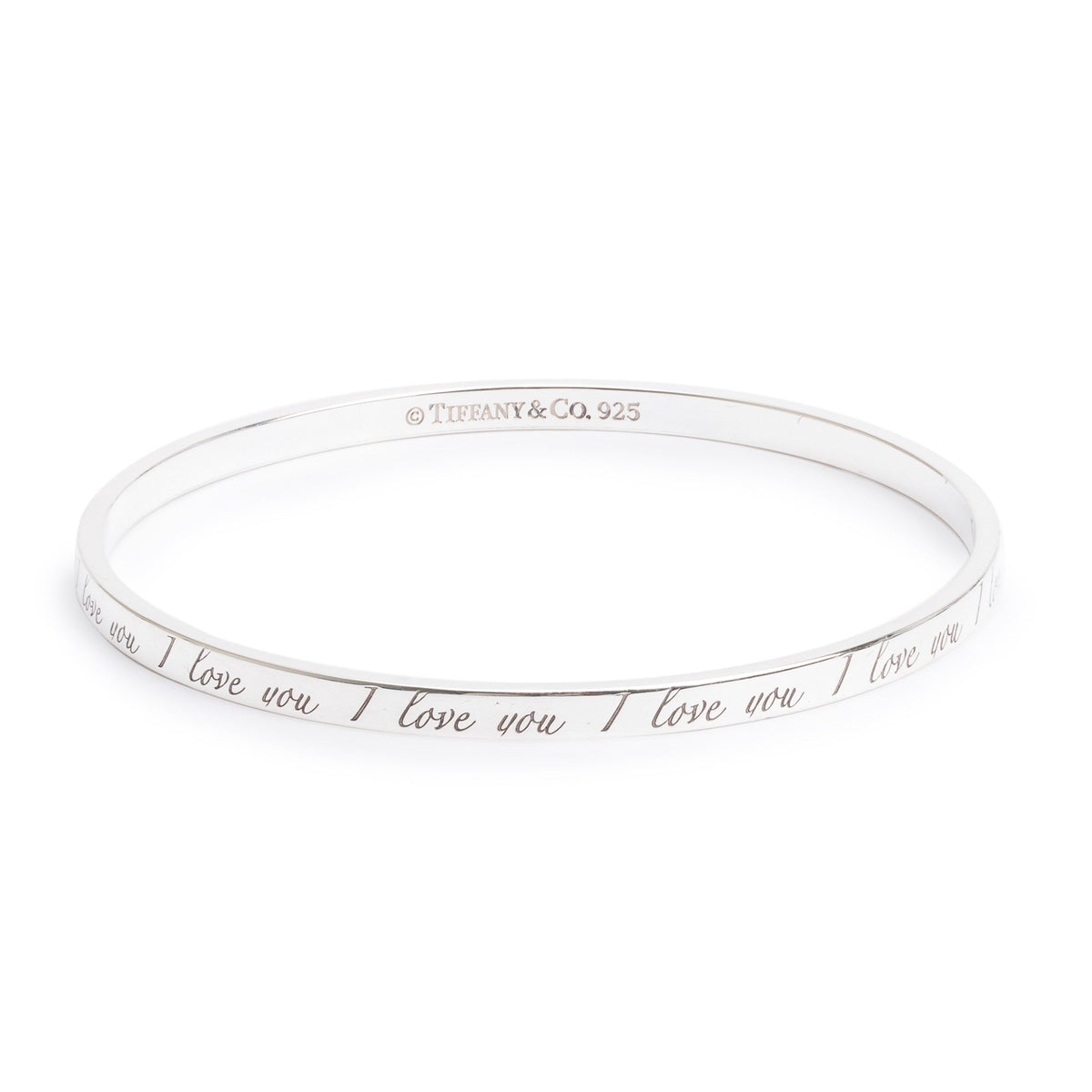 Tiffany & Co. Sterling Silver Narrow 'I Love You' Notes Bangle Bracele ...