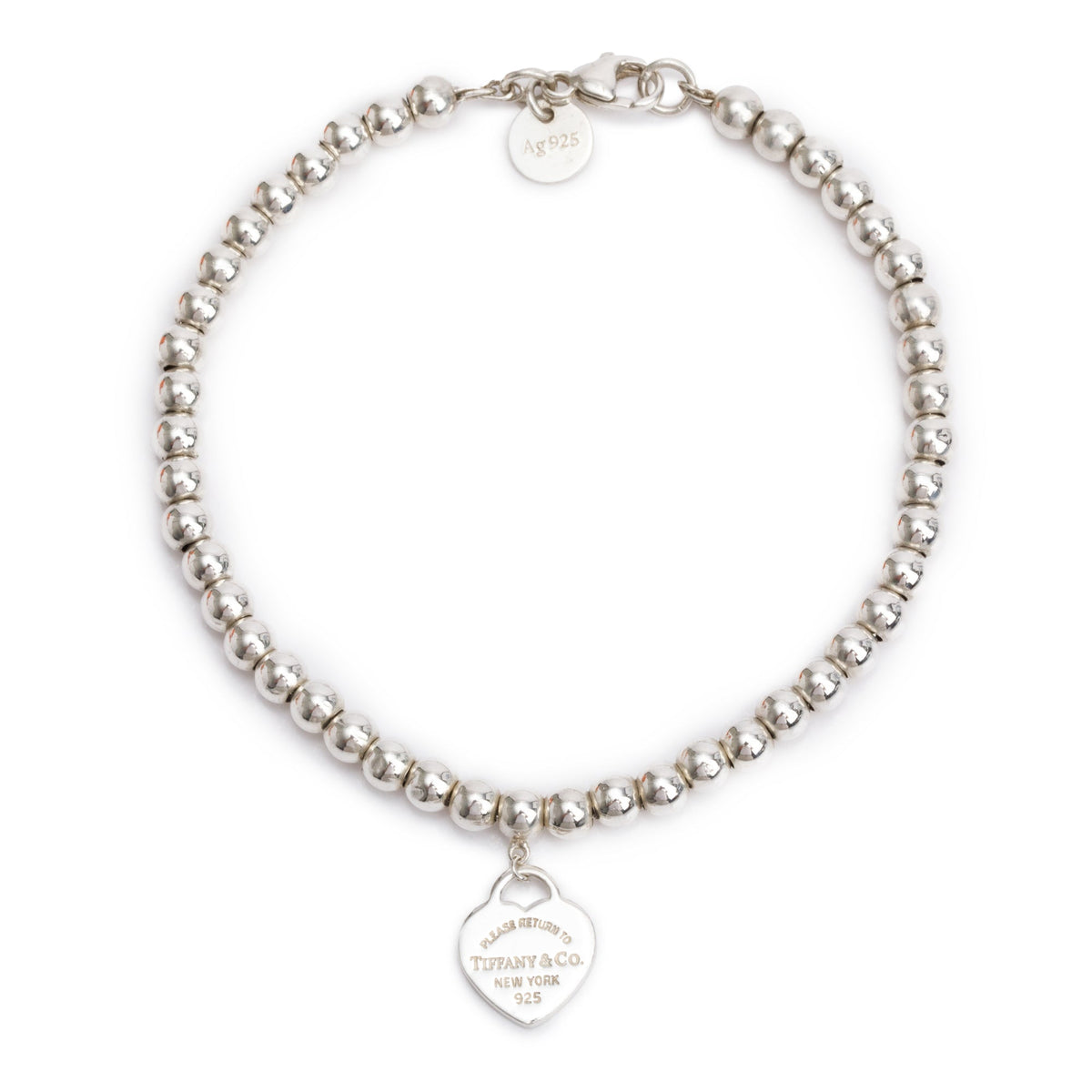 Tiffany & Co. Sterling Silver Return to Tiffany Mini Heart Tag 4MM Bea ...