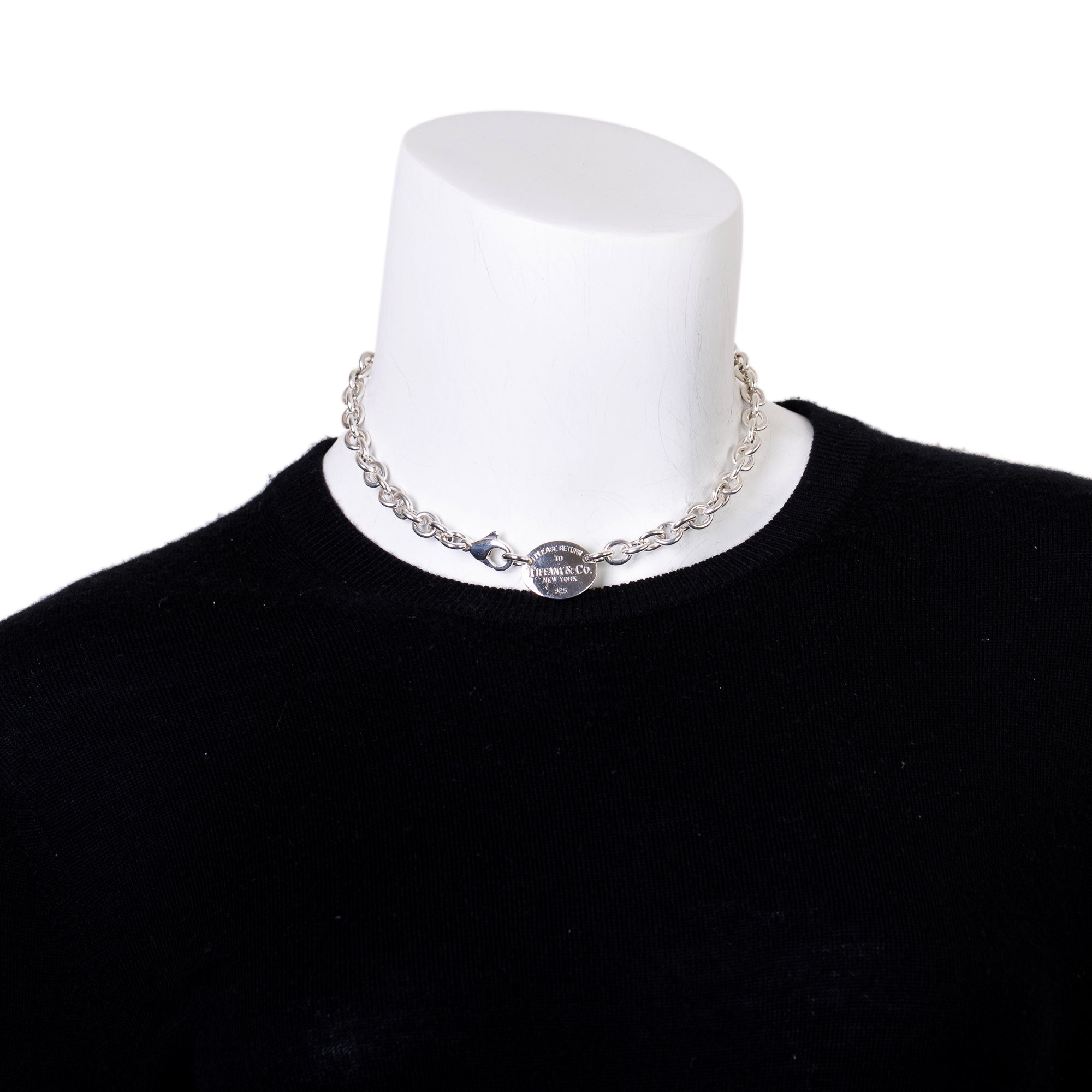 Tiffany & Co. Sterling Silver Return to Tiffany Oval Tag Choker w/ Box ...