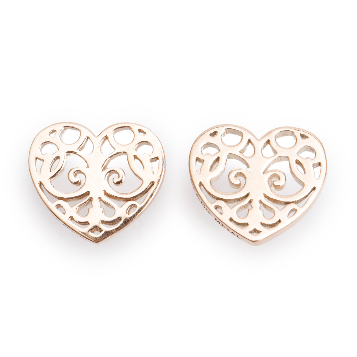 Tiffany & Co. Sterling Silver & Rubedo Metal Enchant Heart Stud Earrin ...