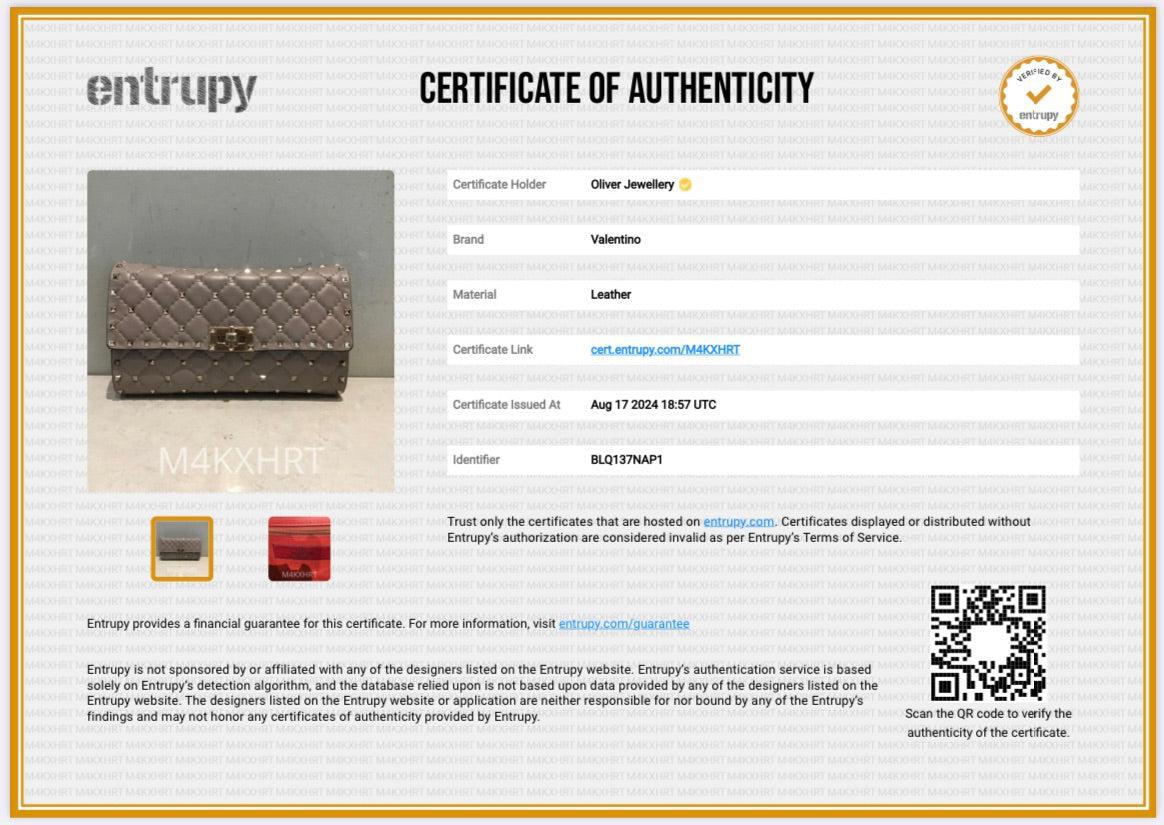 Valentino Beige Calfskin Leather Rockstud Spike Wallet On Chain – OLIVER'S