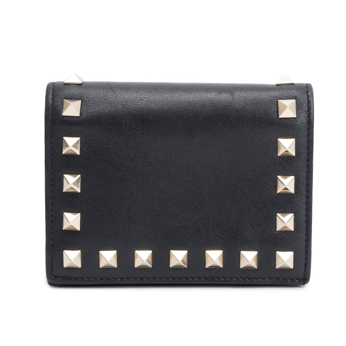 Valentino Black Calfskin Leather Rockstud Compact Wallet – OLIVER'S