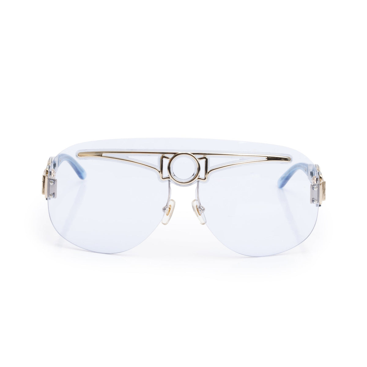 Versace 2131 Gold-Plated Medusa Rimless Shield Sunglasses w/ Case ...