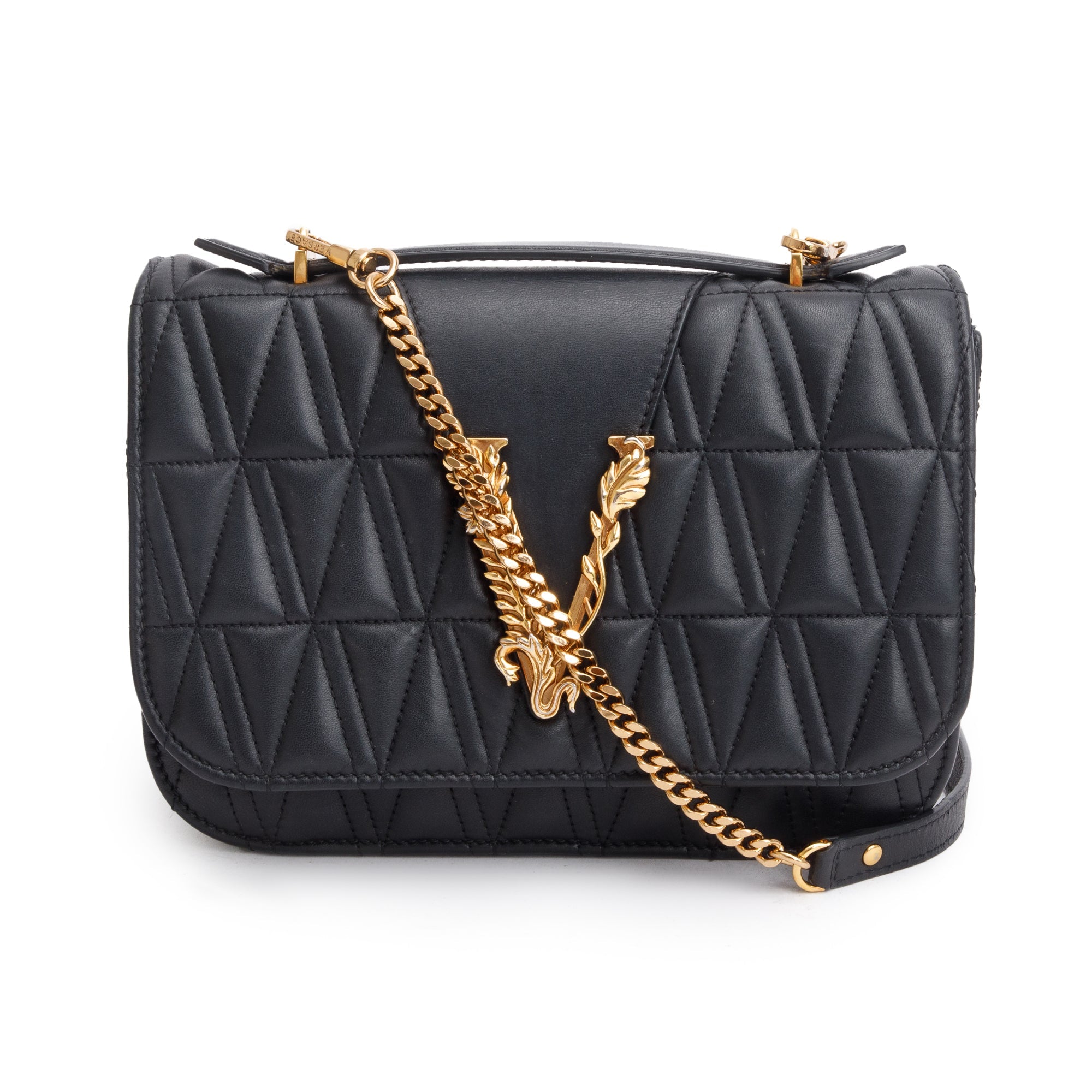 Versace Black Quilted Nappa Leather Small Virtus Shoulder Bag – Oliver Jewellery