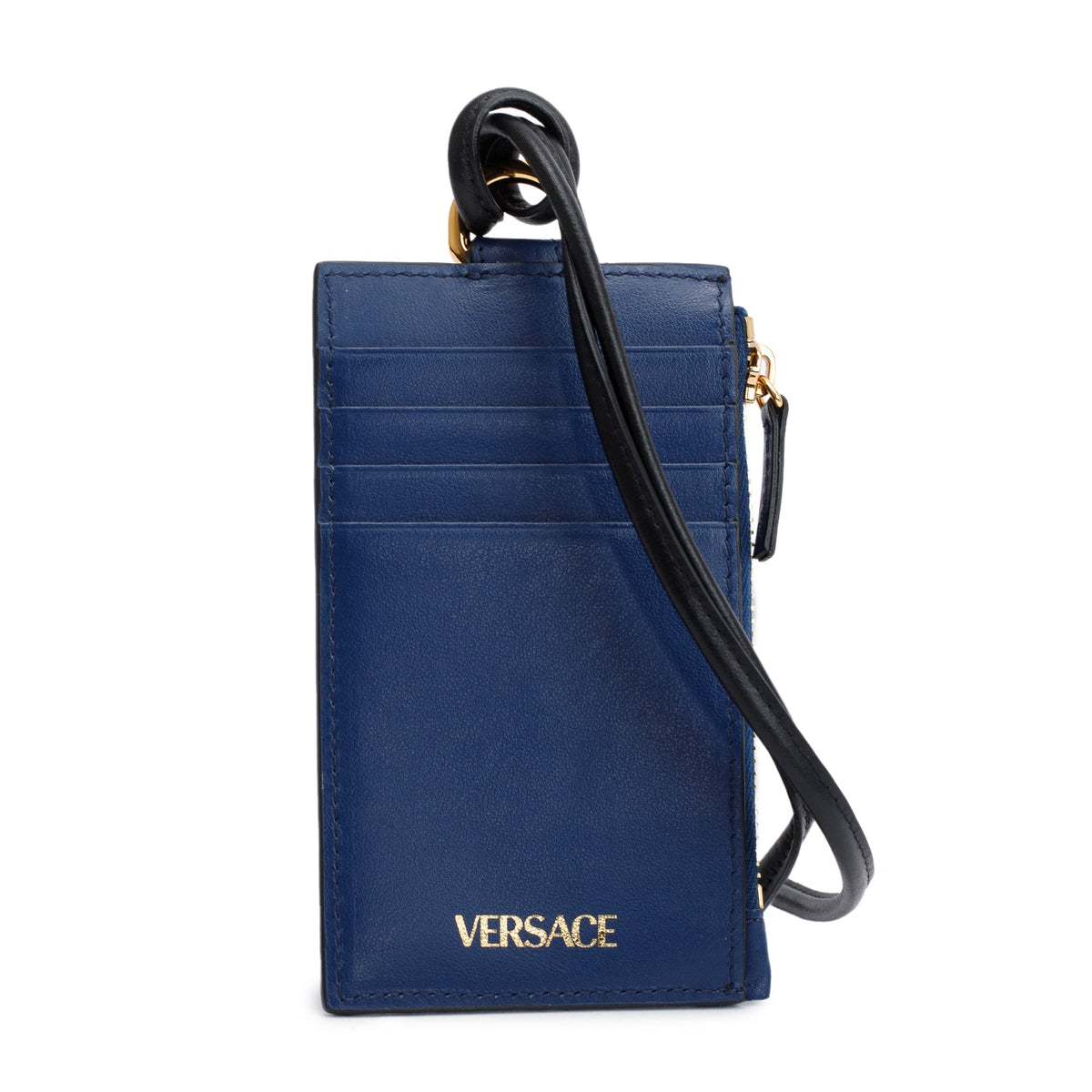Versace Blue Leather La Medusa Lanyard Card Holder Wallet – OLIVER'S