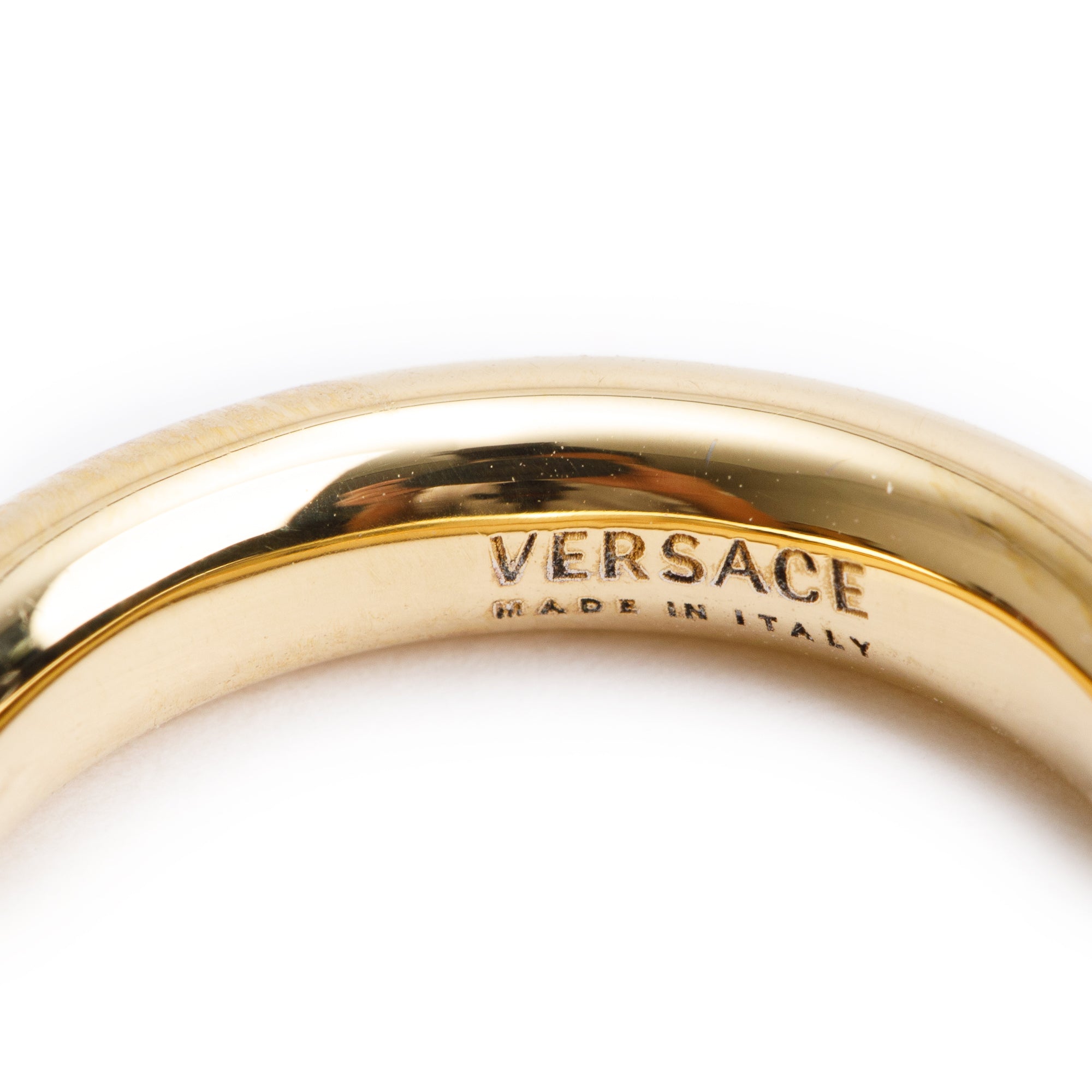 Versace Vintage Gold-Plated Logo Band Ring, Size 4.5 – OLIVER'S