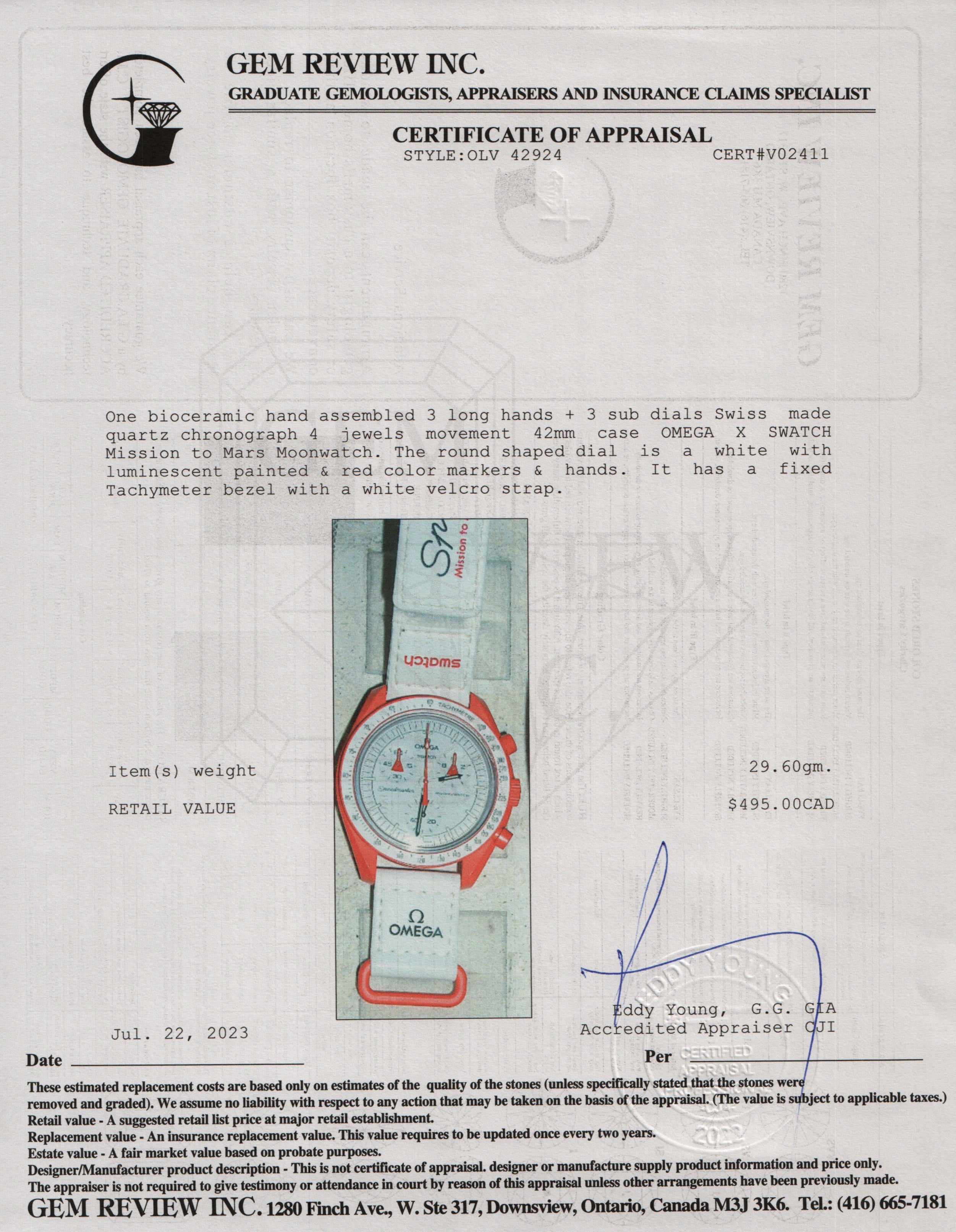 Omega X Swatch 2023 Bioceramic Mission to Mars MoonSwatch w/ Box & Pap ...