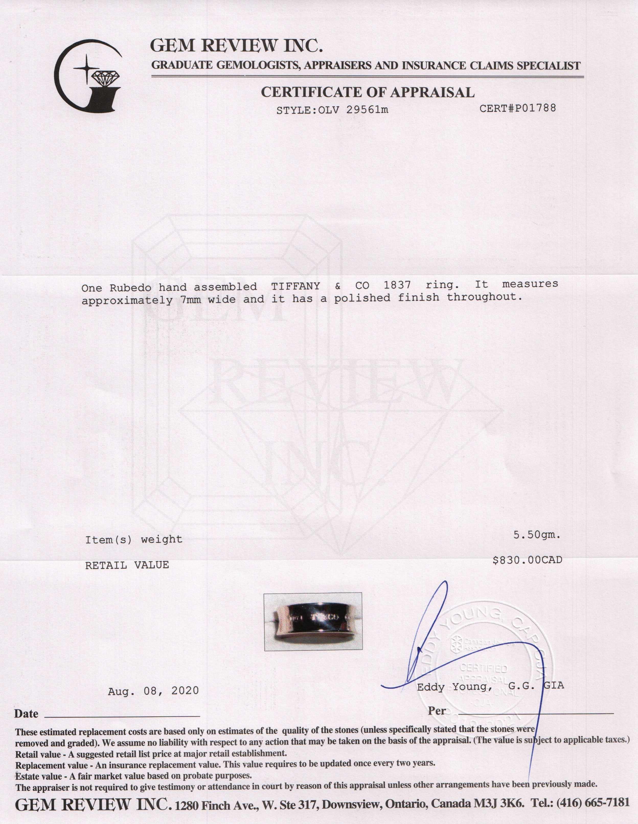 Tiffany & Co. 1837 Rubedo Ring – Oliver Jewellery