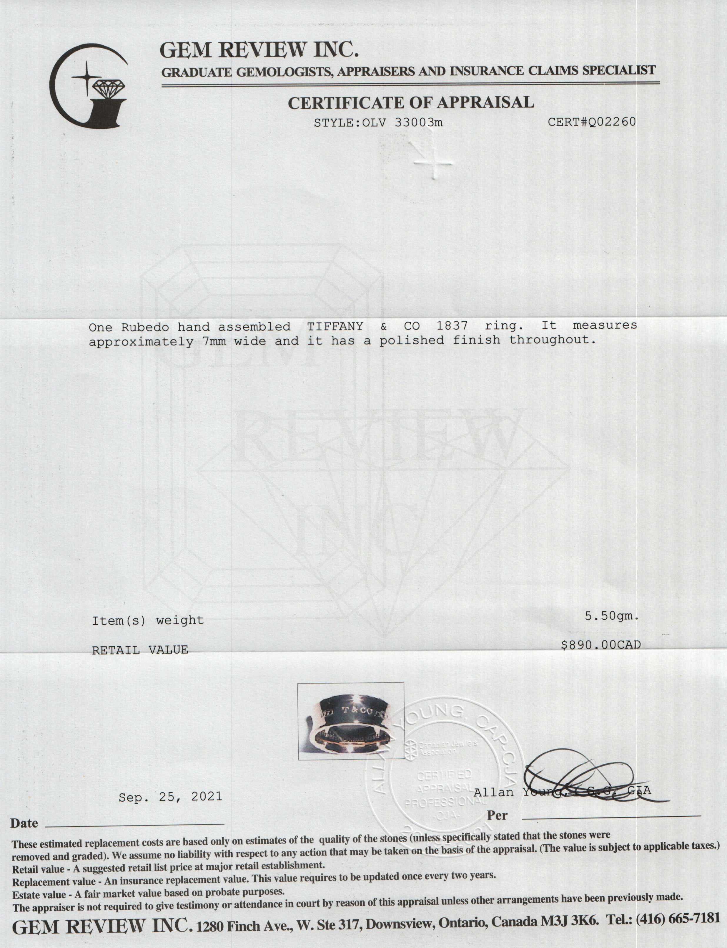 Tiffany & Co. 1837 Rubedo Ring – Oliver Jewellery