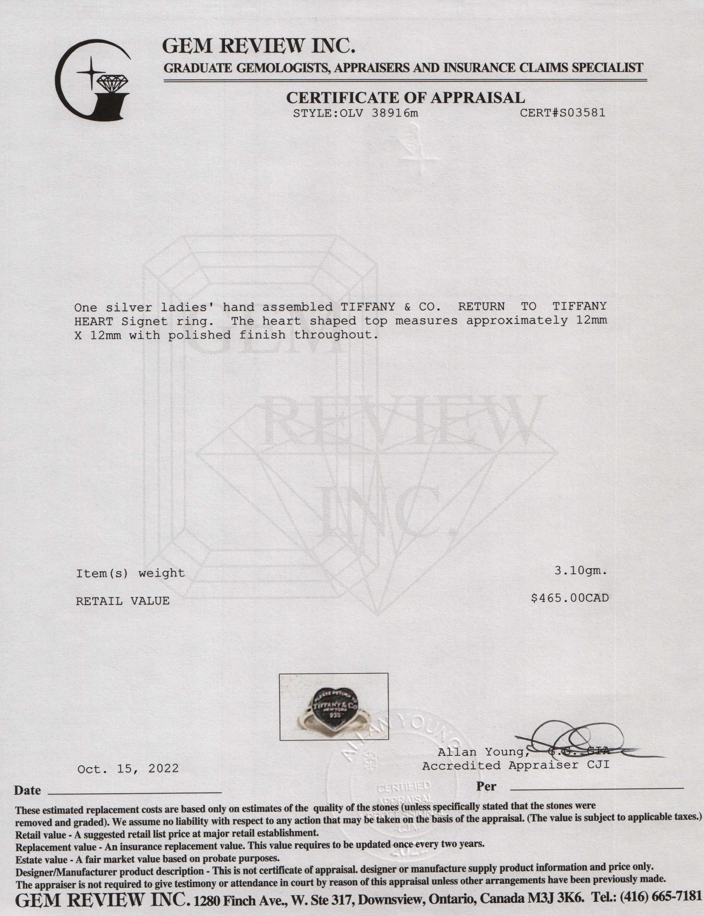 Tiffany & Co. Return to Tiffany Heart Tag Ring – OLIVER'S