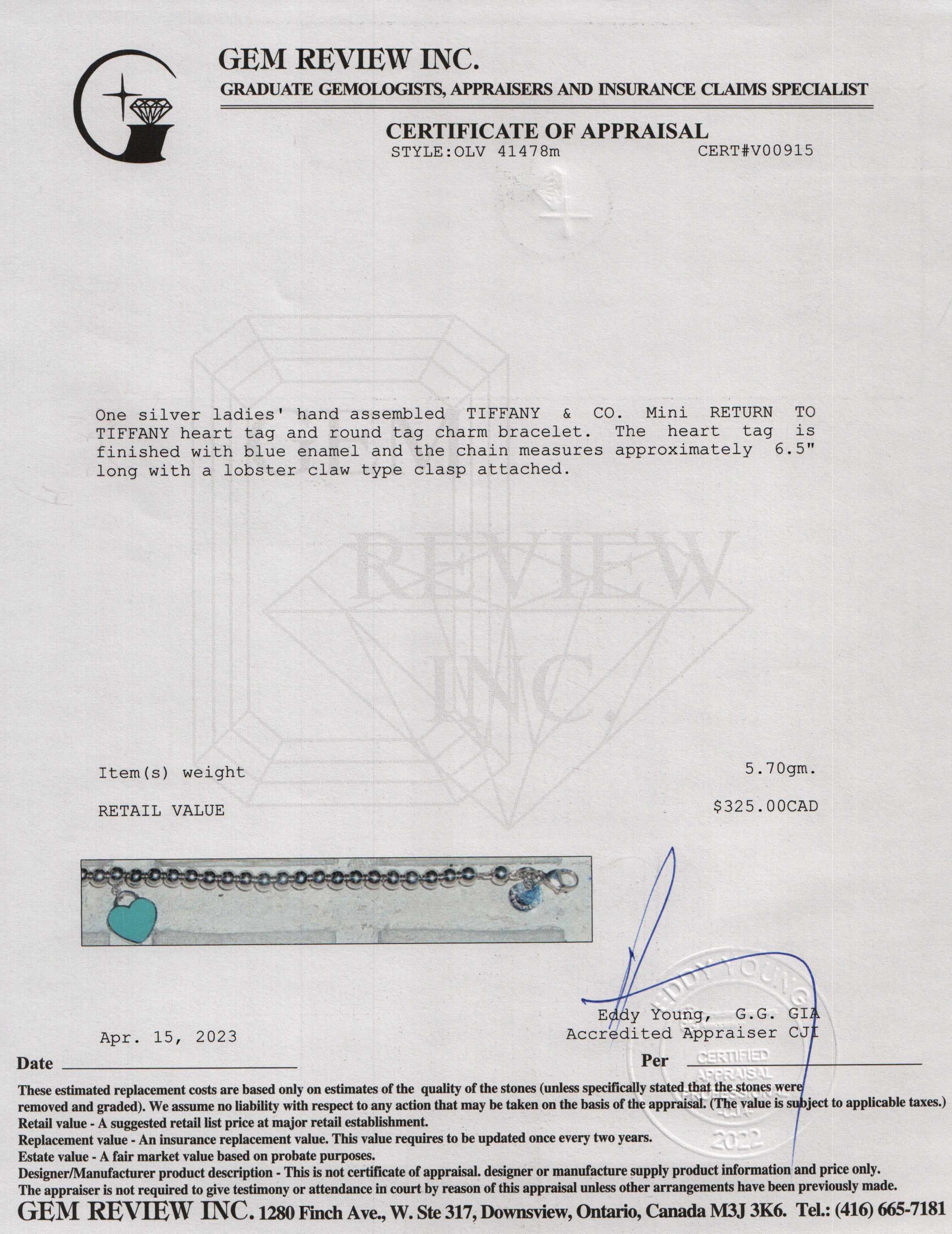 Tiffany & Co. Return to Tiffany Mini Heart Tag Bead Bracelet with Blue ...