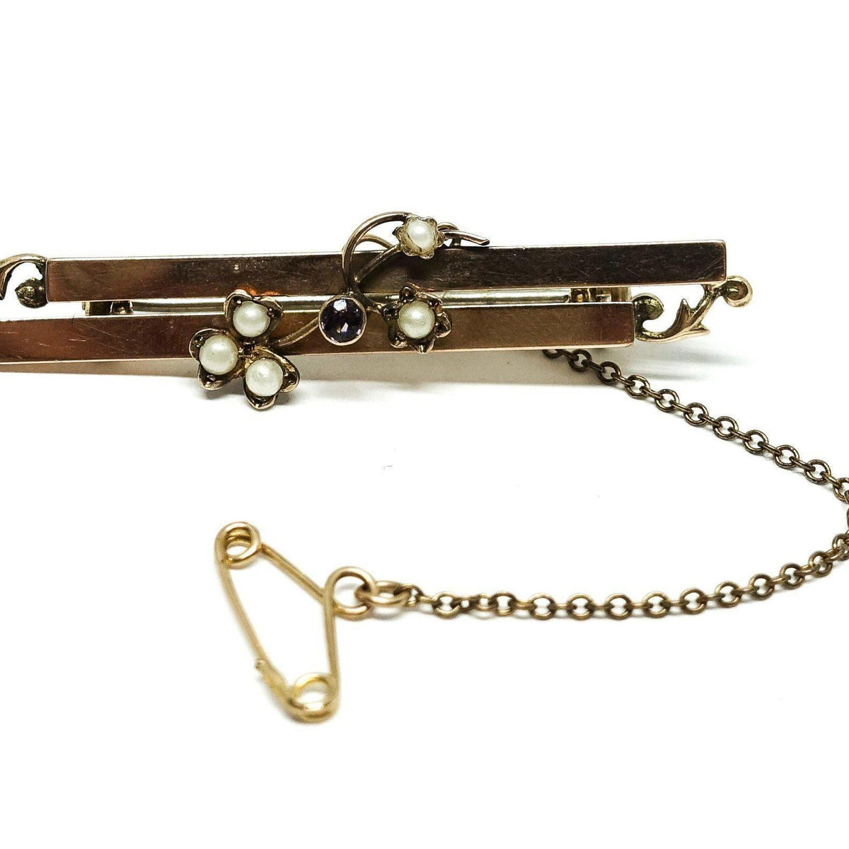 Antique Bar Brooch with Amethyst and Seed Pearl – OLIVER'S