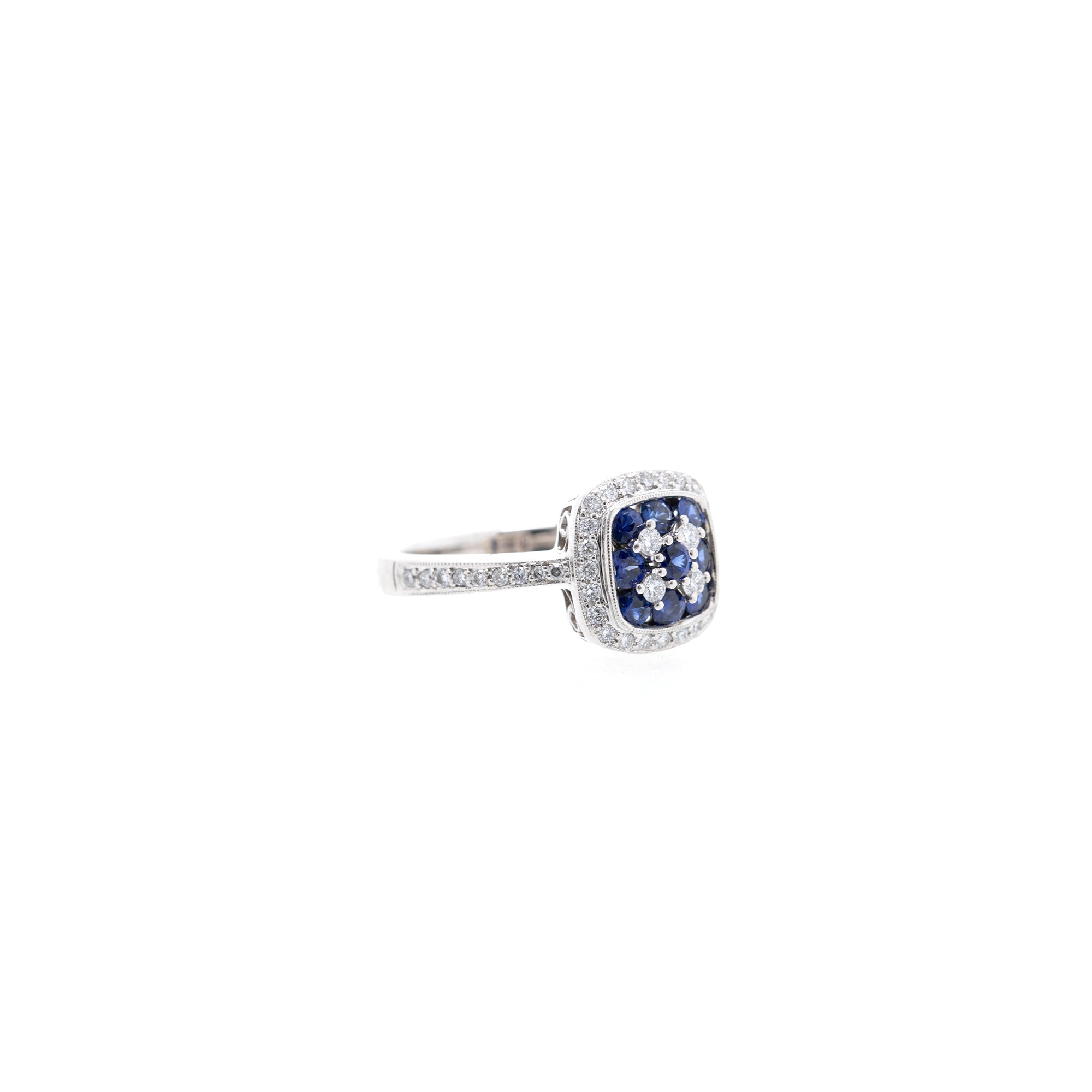 Birks 18k White Gold Sapphire & Diamond Ring – OLIVER'S
