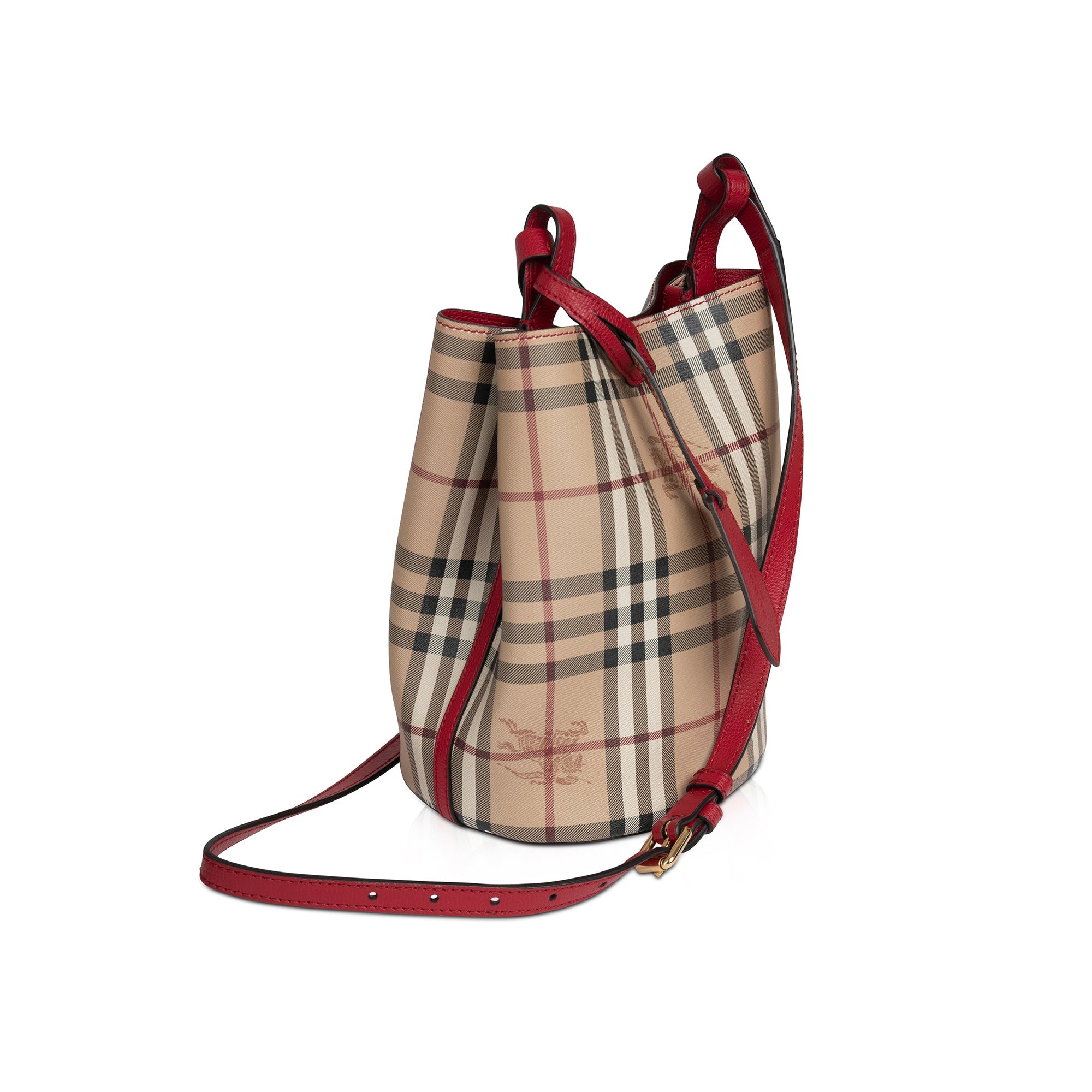 Burberry Leather-Trimmed Haymarket Check Bucket Bag – OLIVER'S