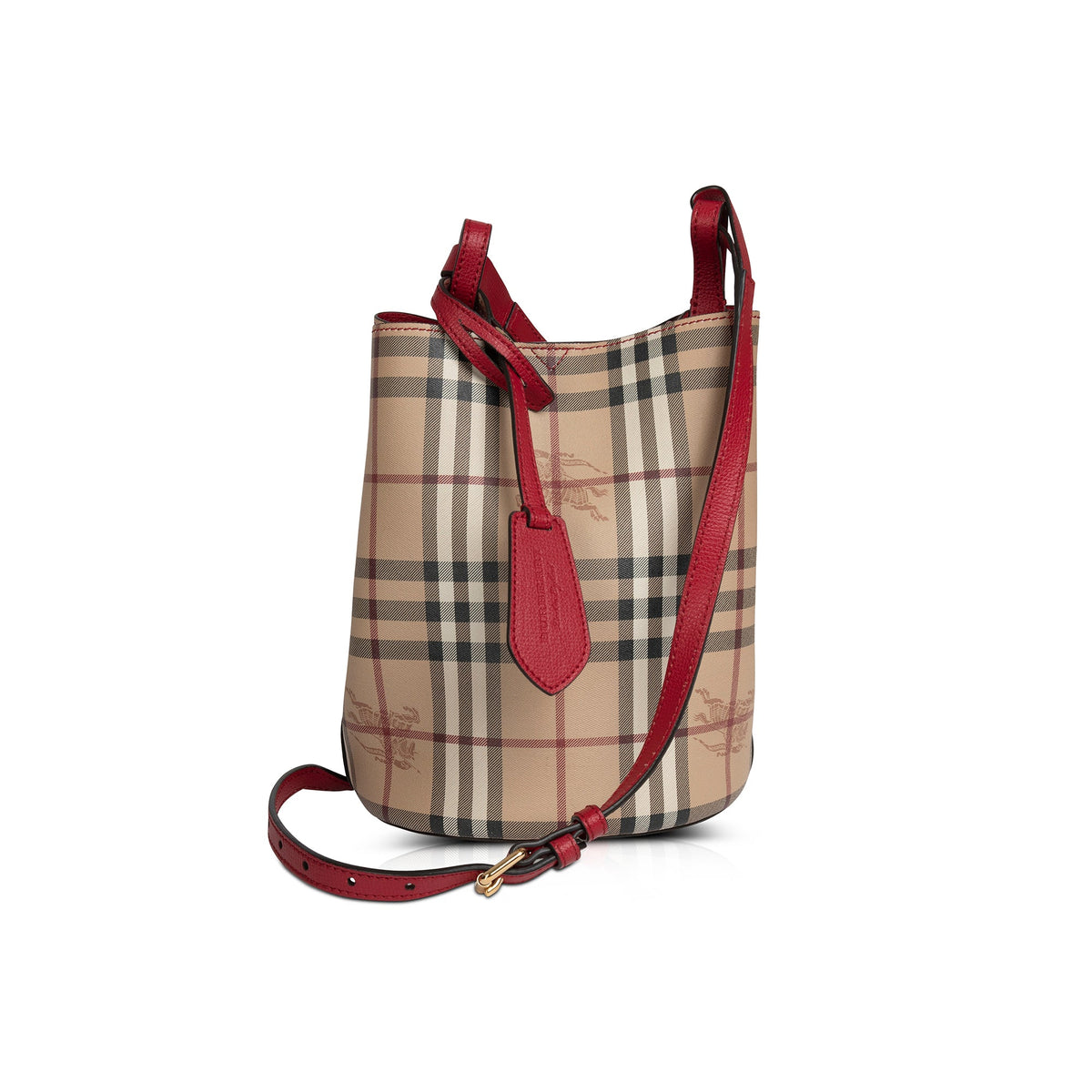 Burberry Leather-Trimmed Haymarket Check Bucket Bag – OLIVER'S