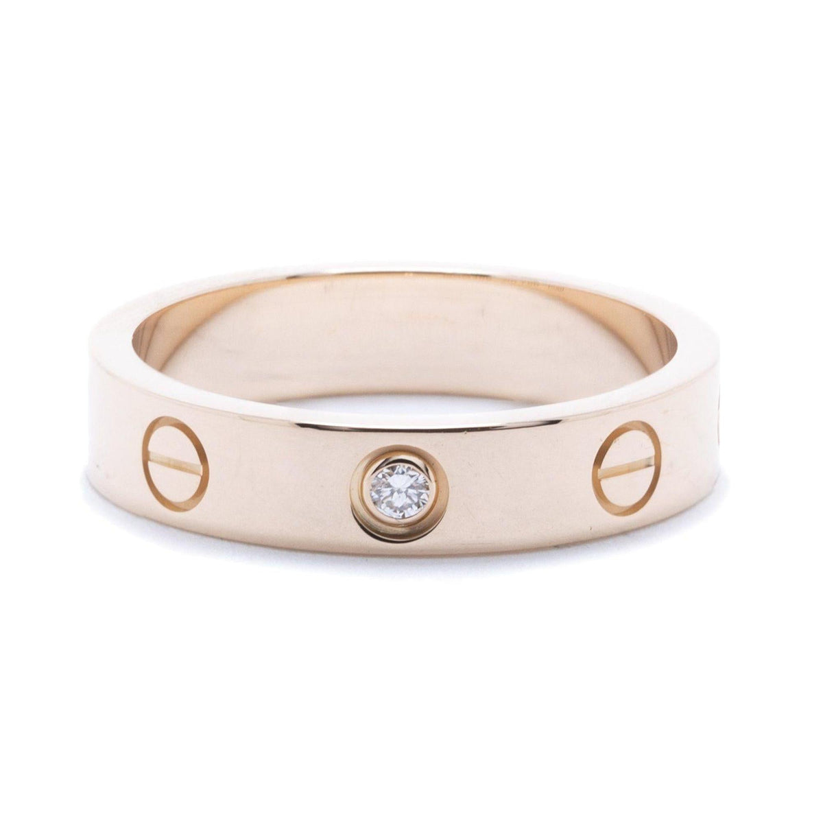 Cartier 18k Rose Gold Love Wedding Band Ring with Diamond – OLIVER'S