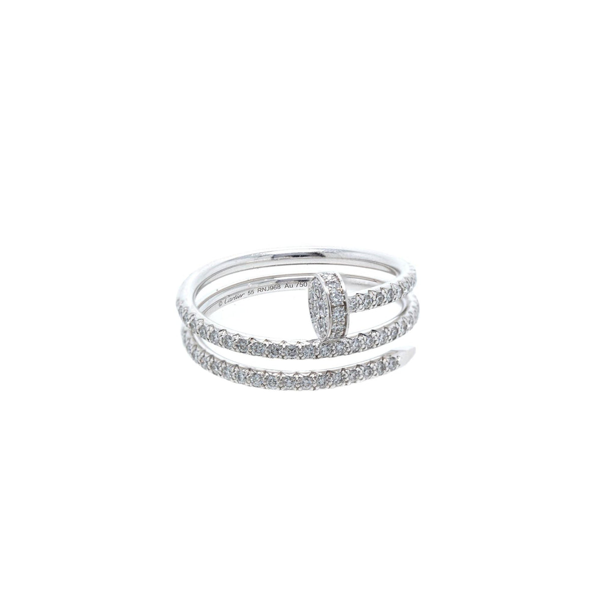 Cartier 18k White Gold Diamond Double Juste Un Clou Ring w/ Box – OLIVER'S
