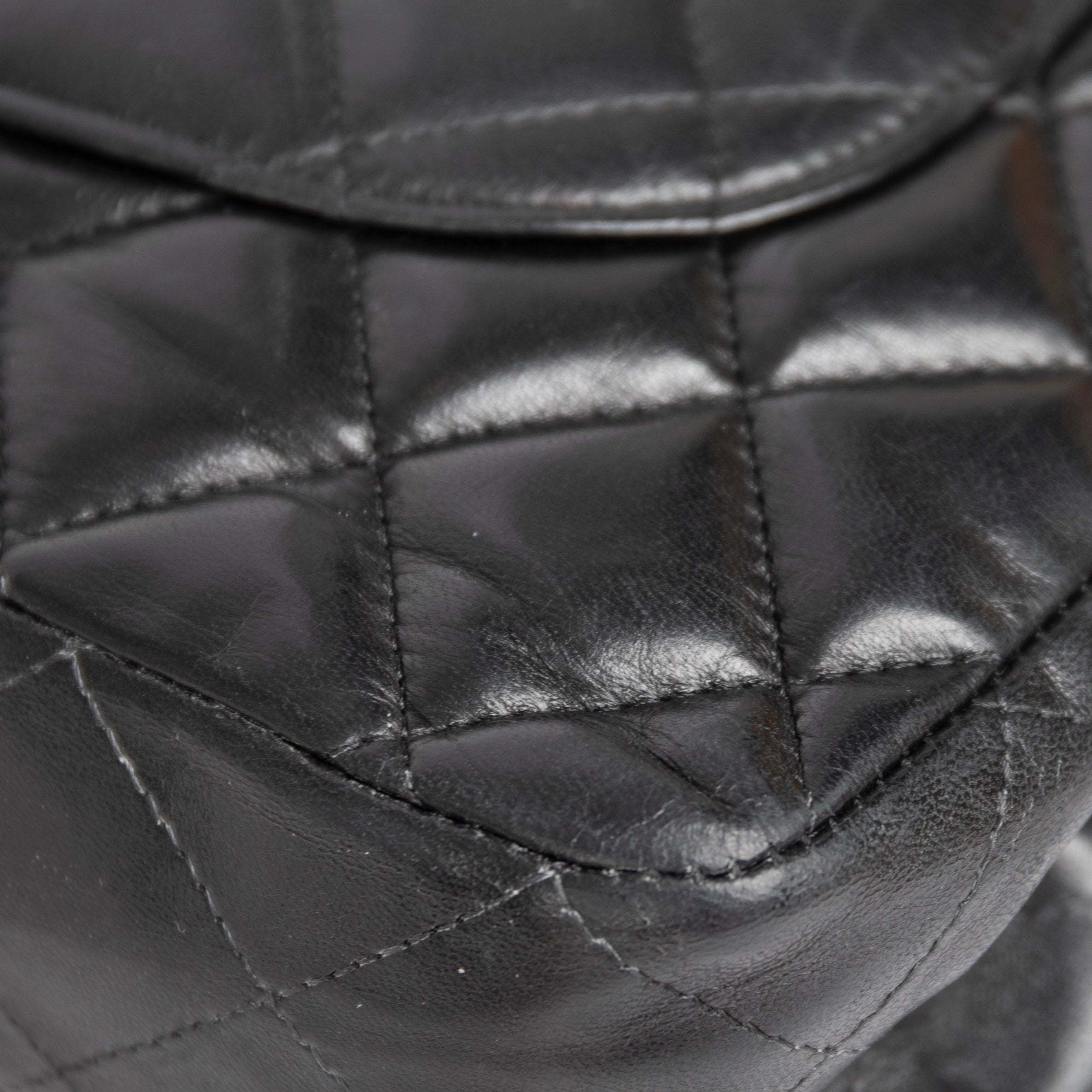 Chanel Black Lambskin Bijoux Chain Jumbo Single Flap Bag w/ Authentici ...