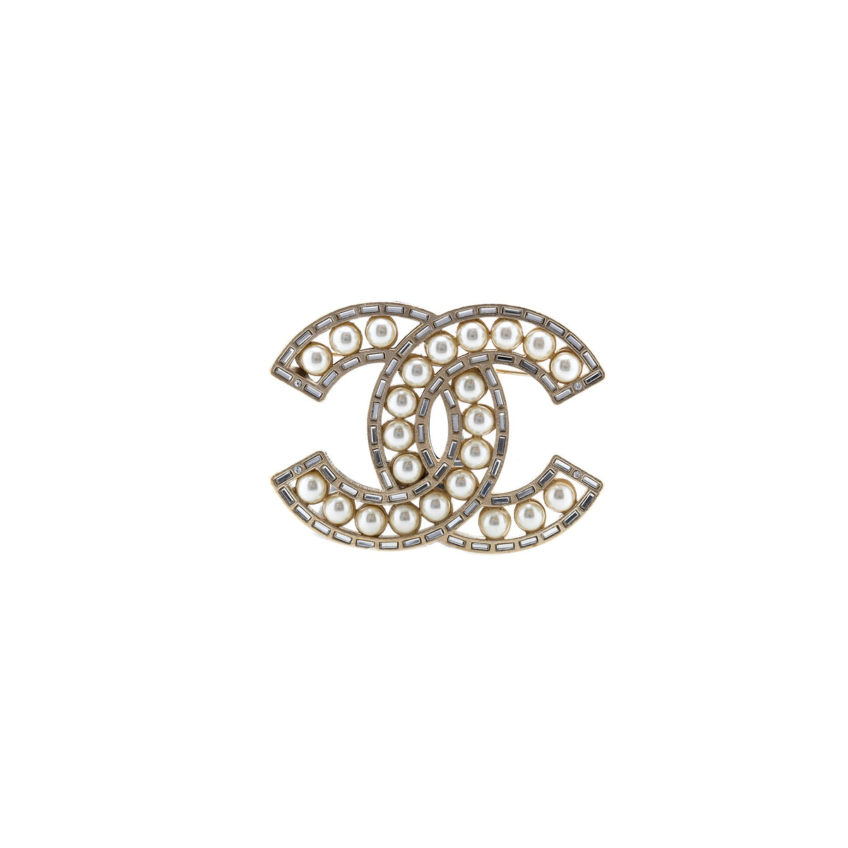 Chanel Faux Pearl & Strass CC Brooch w/ Box – OLIVER'S