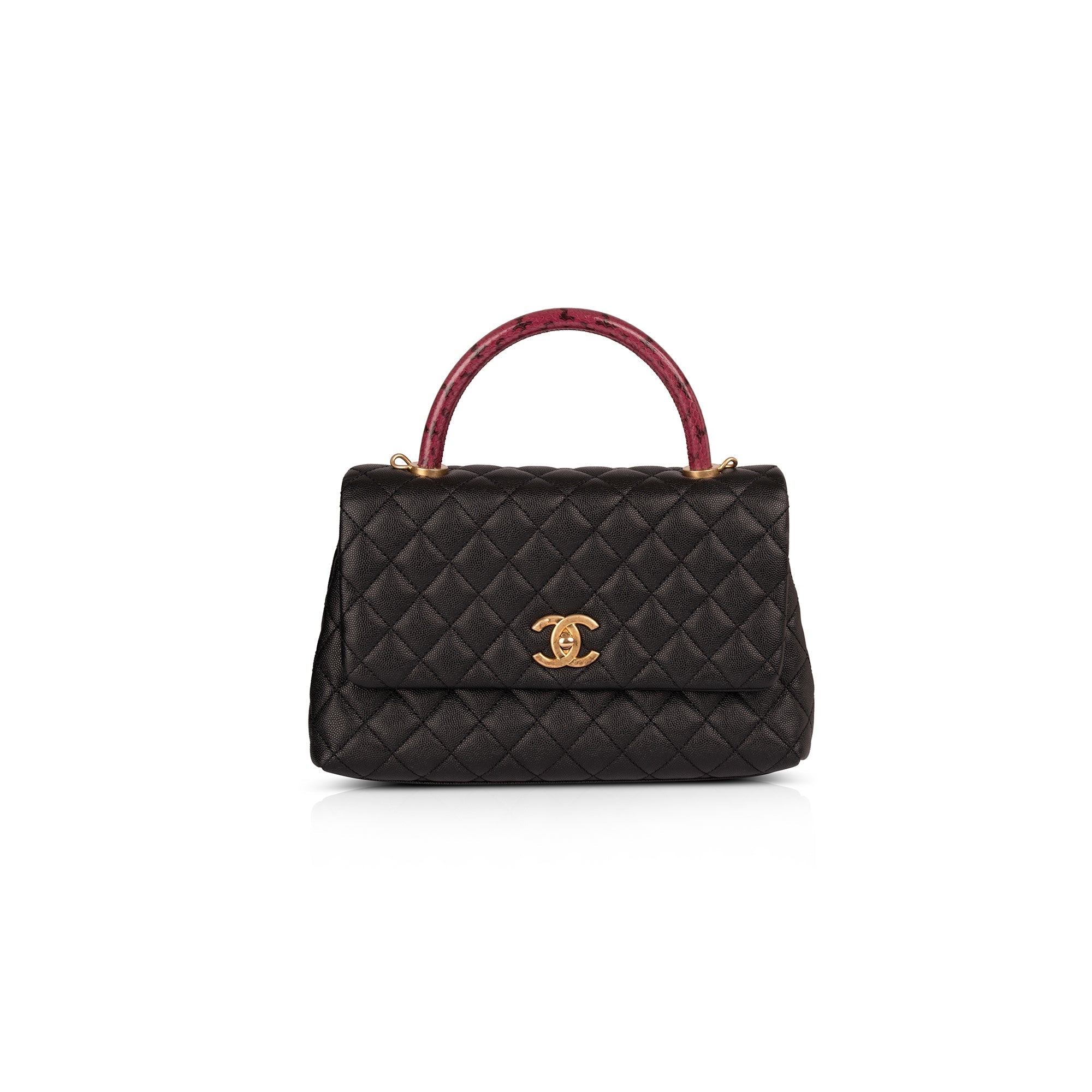 Chanel Medium Python-Trimmed Coco Handle Bag w/ Box, Receipt, Authenti ...