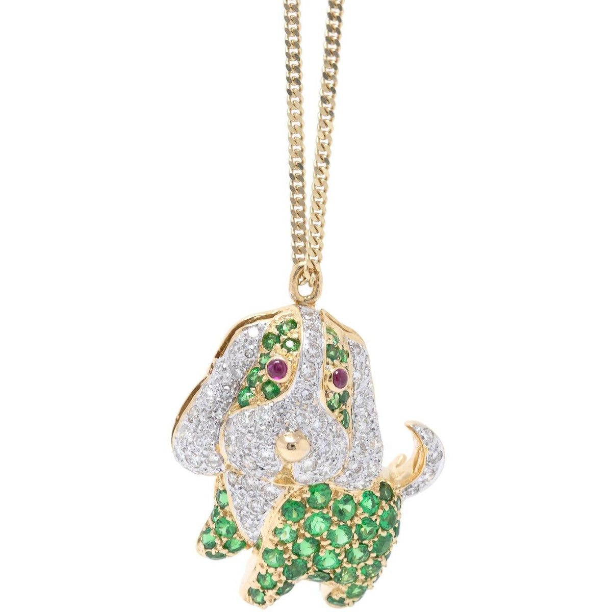 Coloured Stone & Diamond Dog Pendant Necklace – OLIVER'S