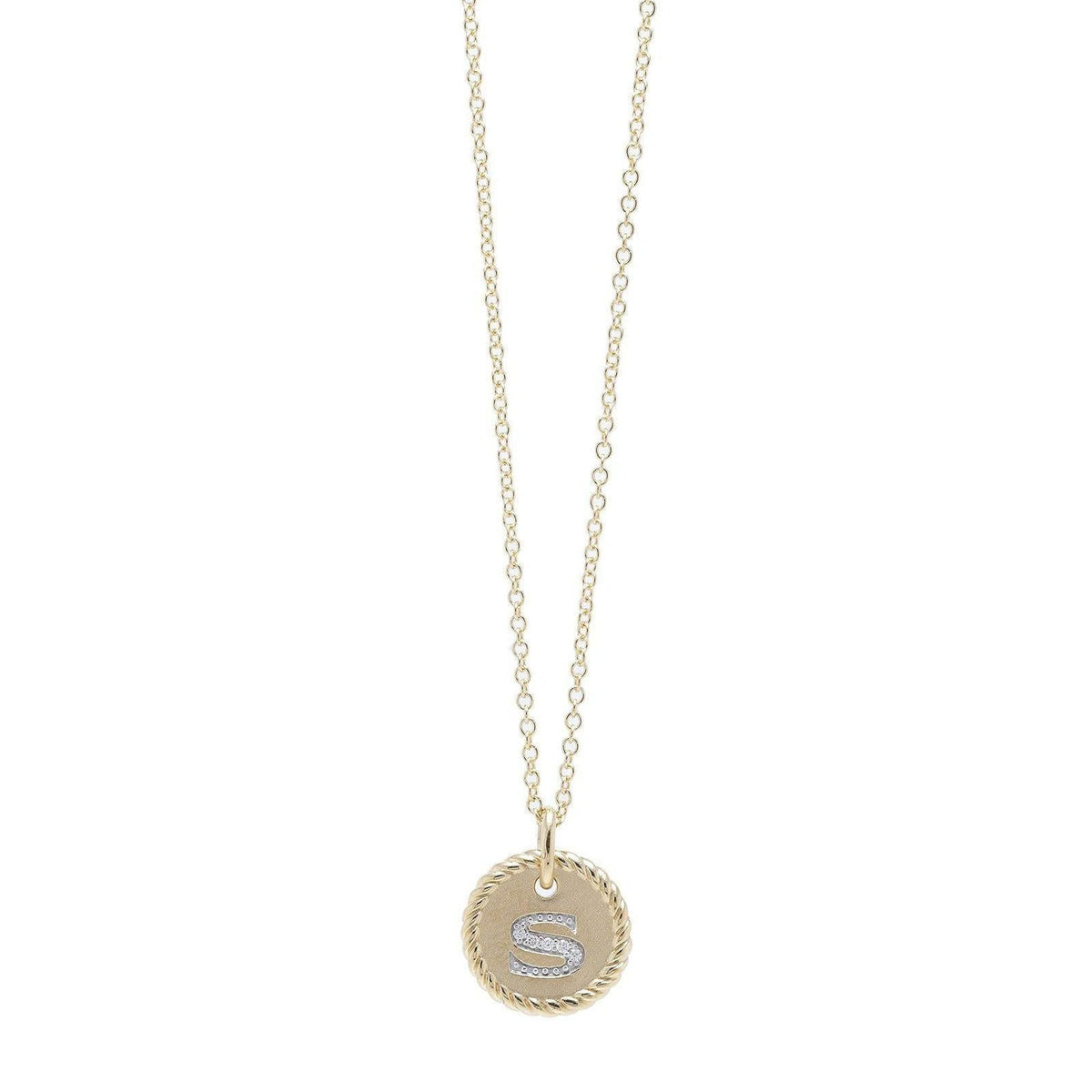 David Yurman 18k Gold & Diamond Initial 'S' Charm Necklace – OLIVER'S