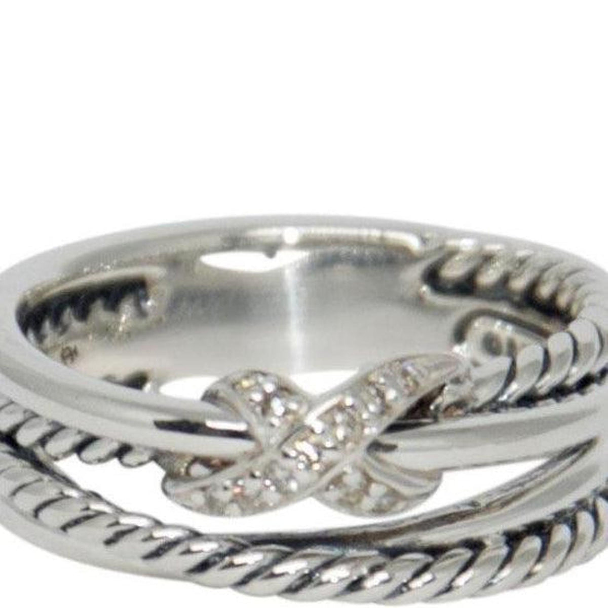 David Yurman Diamond 'X' Crossover Ring – OLIVER'S