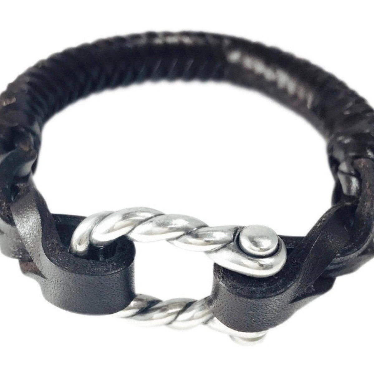 David Yurman Maritime Brown Leather Woven Shackle Bracelet – Oliver ...