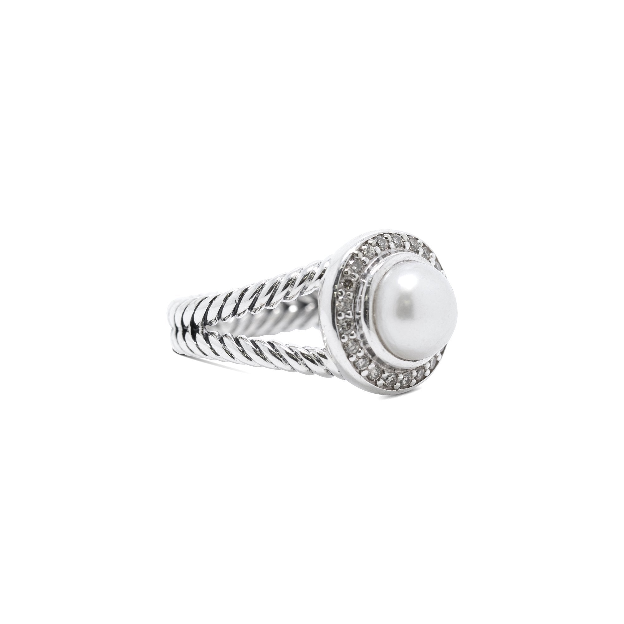 David Yurman Pearl Ring with Diamonds – OLIVER'S