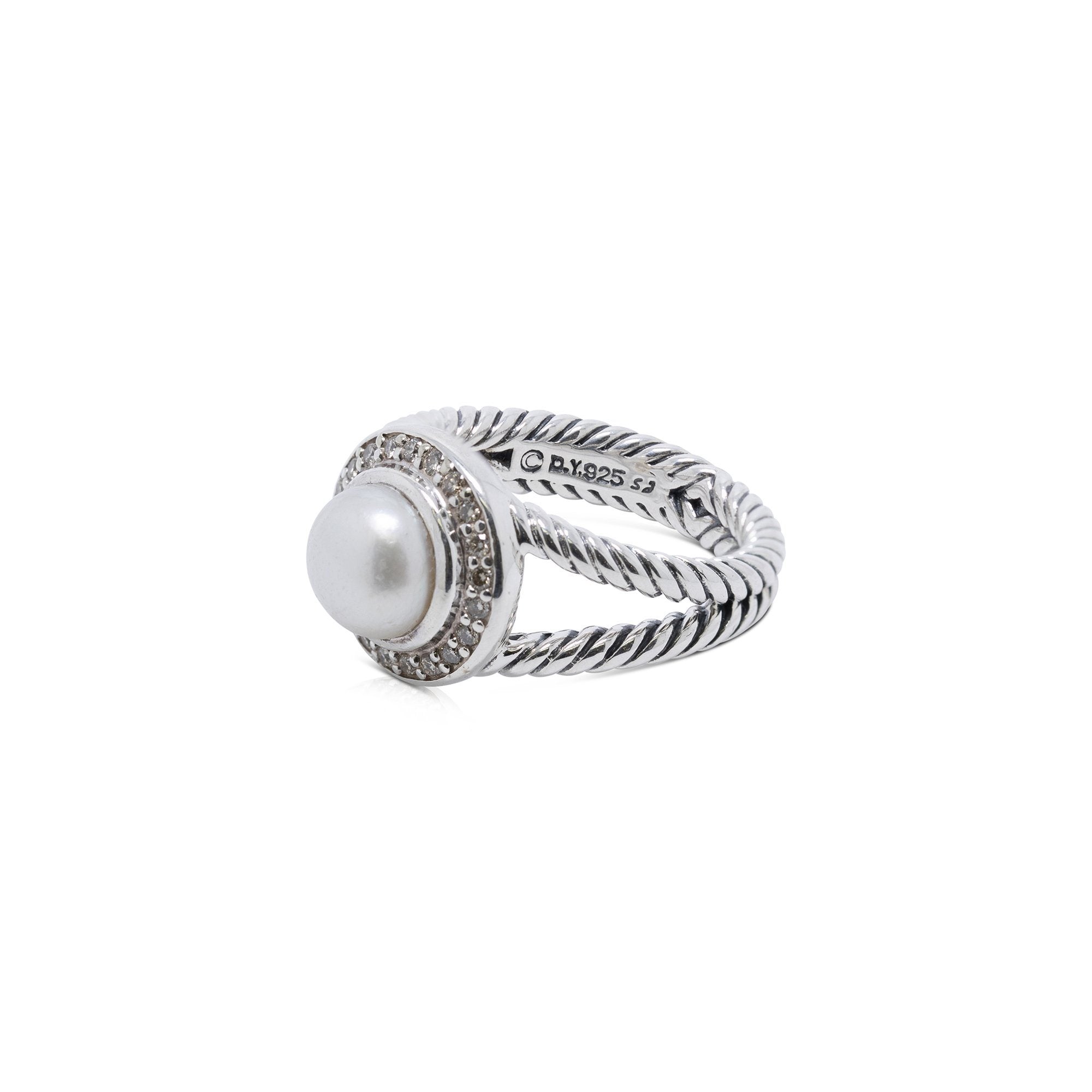 David Yurman Pearl Ring with Diamonds – OLIVER'S