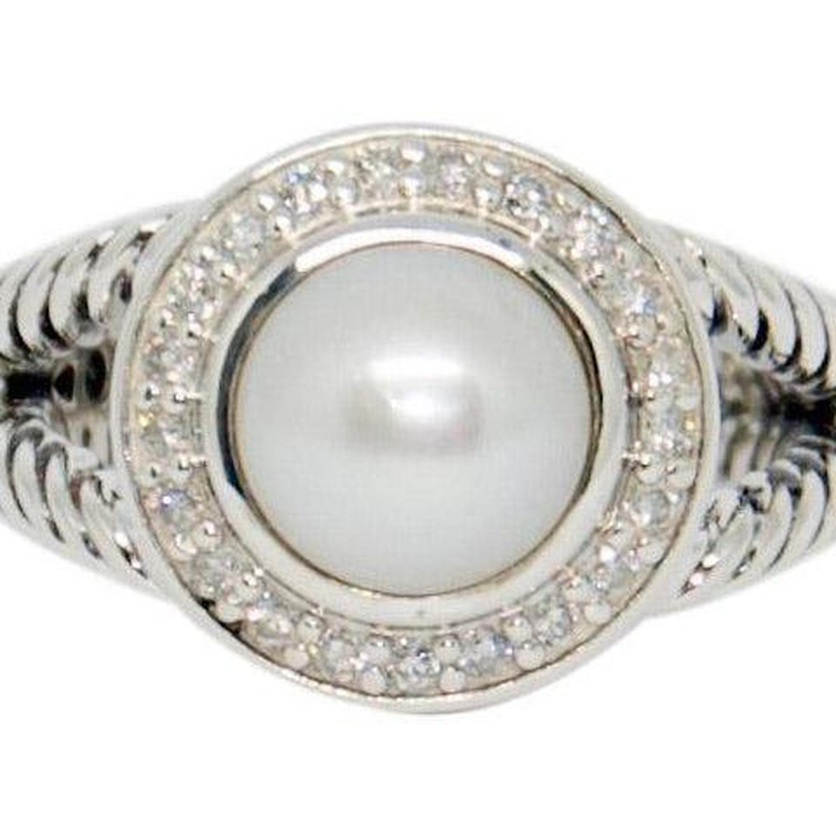 David Yurman Pearl Ring with Diamonds – OLIVER'S
