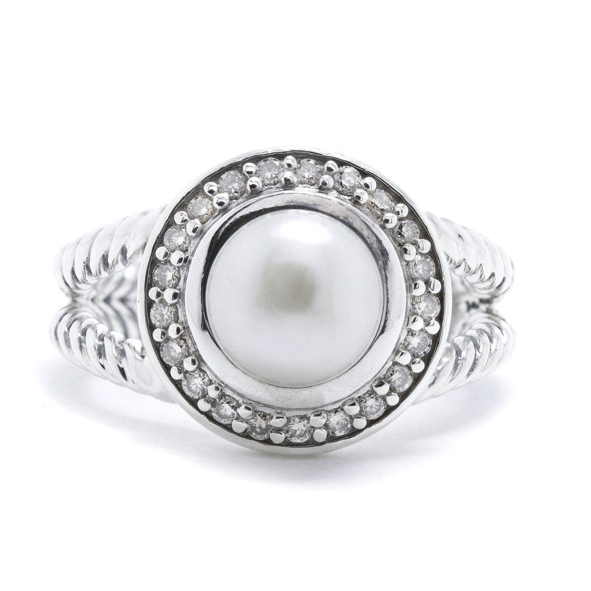 David Yurman Pearl Ring with Diamonds – OLIVER'S