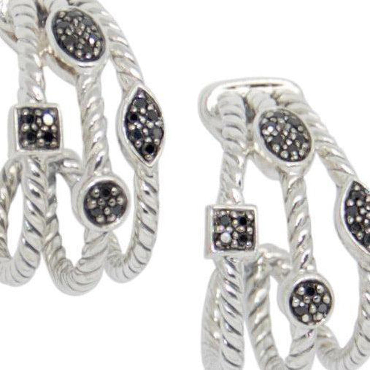 David Yurman Three-Row Confetti Earrings with Black Diamonds – Oliver ...