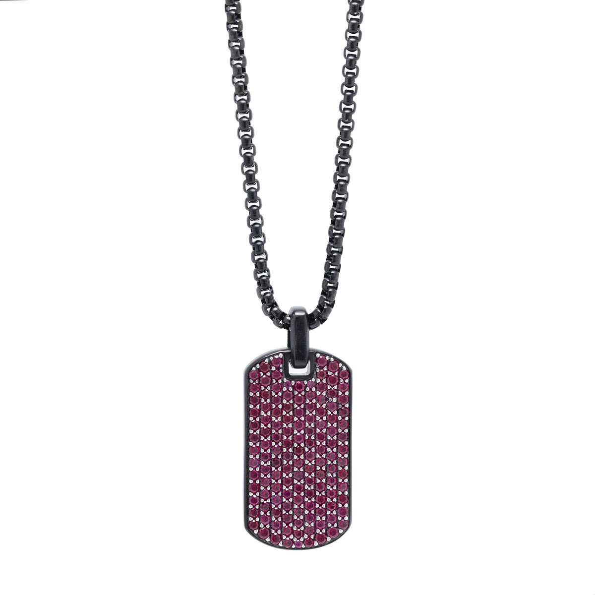 David Yurman Titanium Streamline Tag Pendant Necklace with Pink Sapphi ...