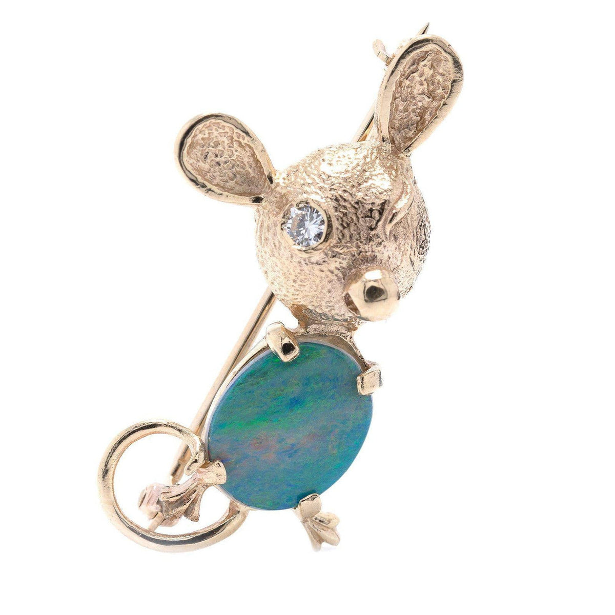 Diamond & Opal Mouse Brooch – OLIVER'S