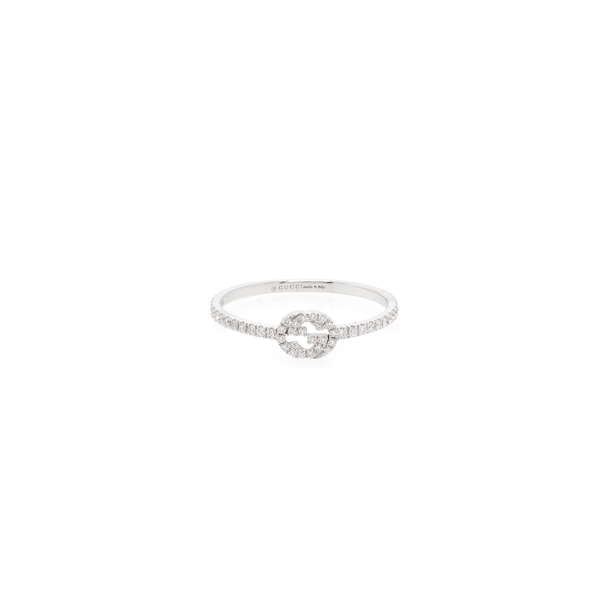 Gucci 18k White Gold Interlocking G Diamond Ring – OLIVER'S
