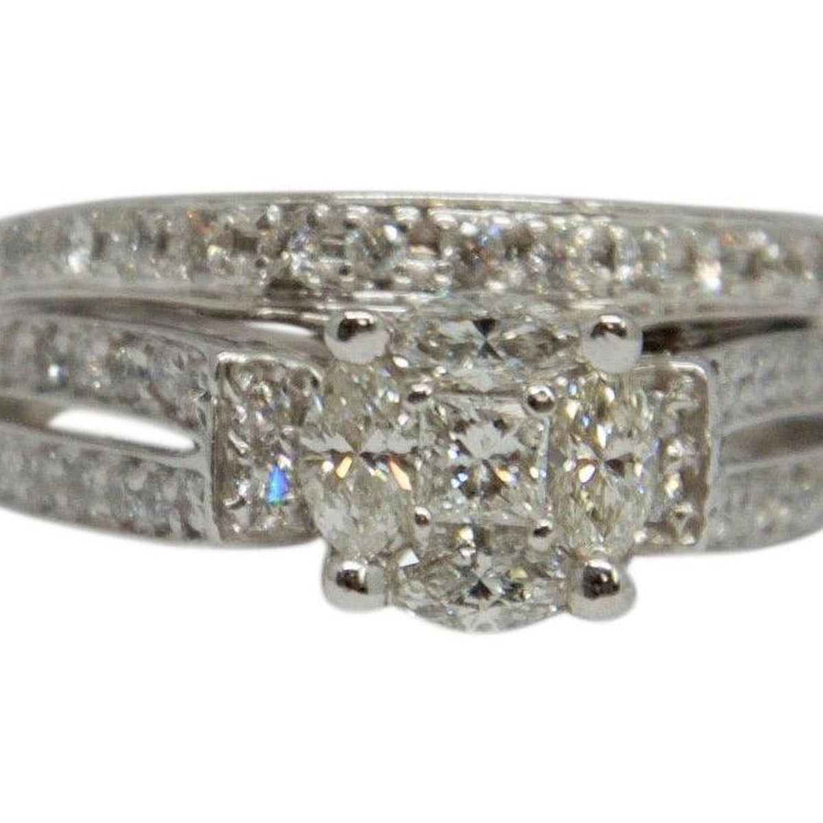 Invisible Set Diamond Ring and Matching Band – OLIVER'S