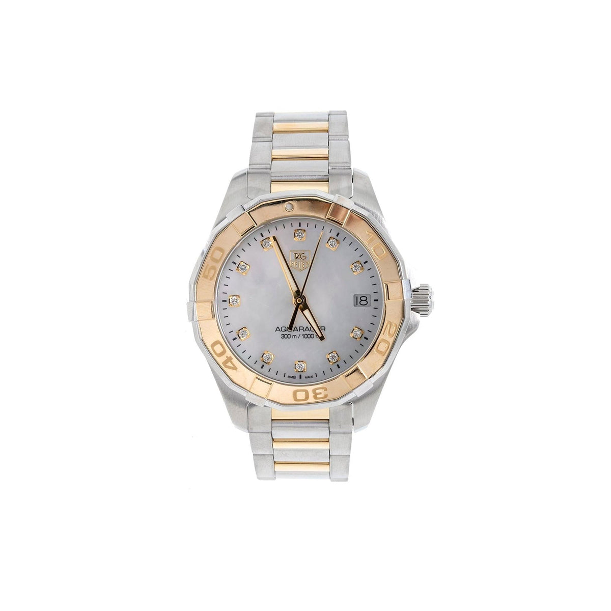 Tag Heuer Two-Tone Aquaracer Watch w/ Diamond Dial – Oliver Jewellery