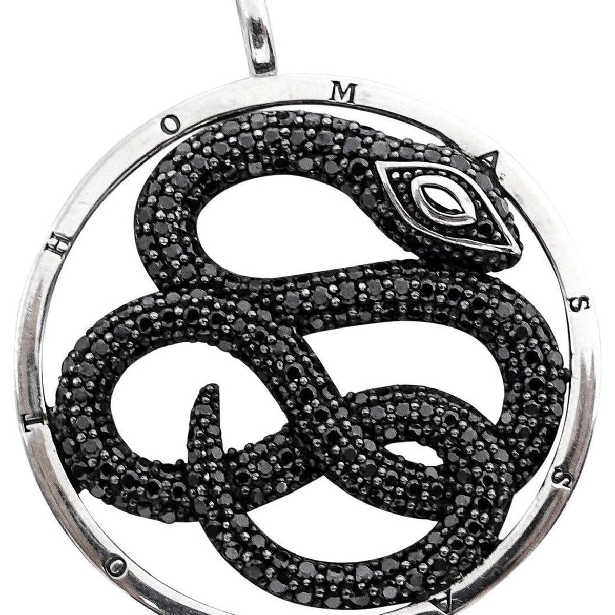 Thomas Sabo Snake Pendant in Sterling Silver with Synthetic Black CZ ...