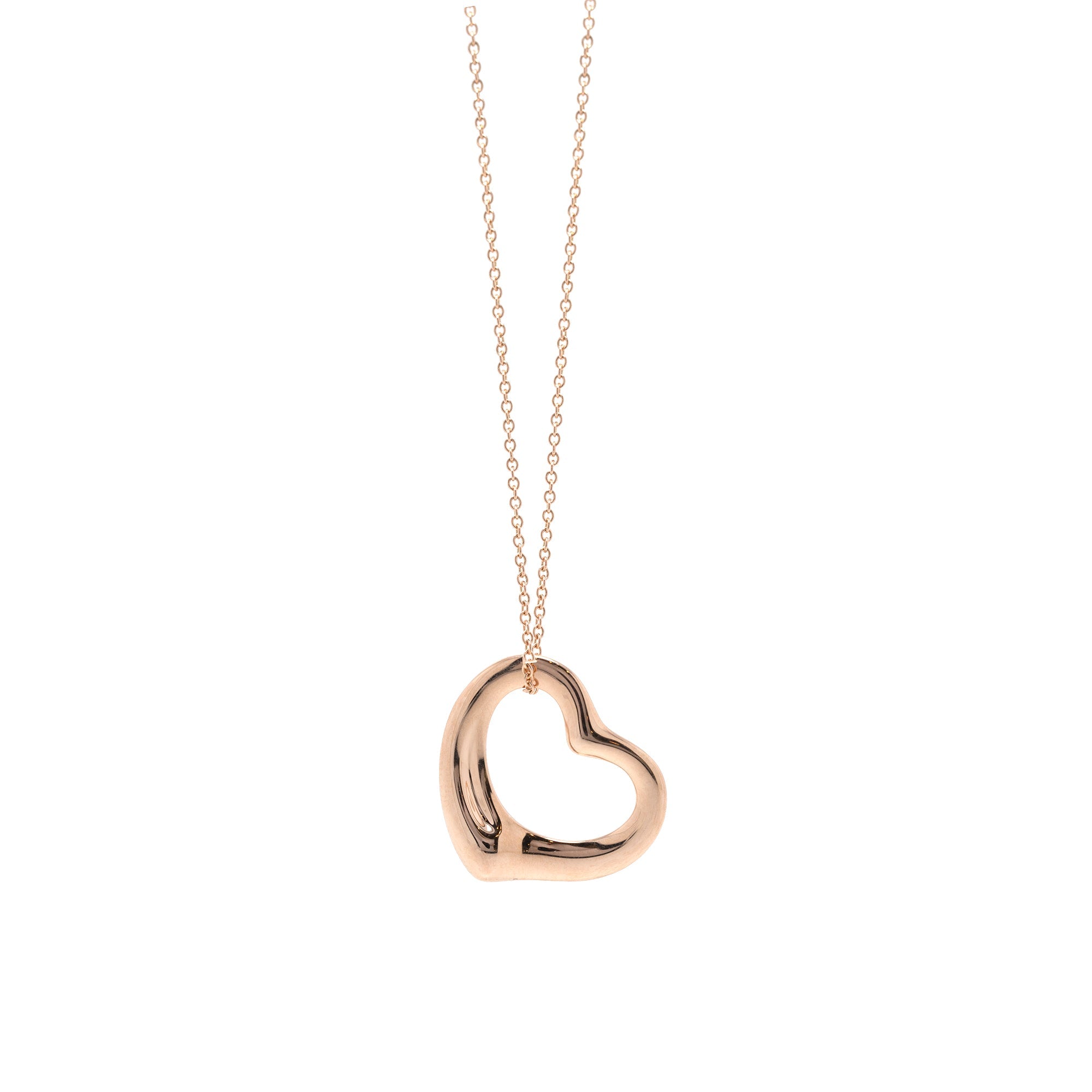 Tiffany & Co. 18k Rose Gold Elsa Peretti Open Heart Pendant Necklace ...