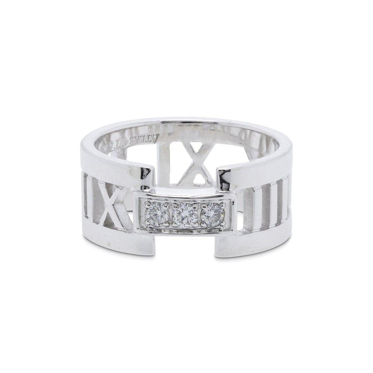 Tiffany & Co. 18k White Gold Wide Atlas Open Ring with Diamonds ...